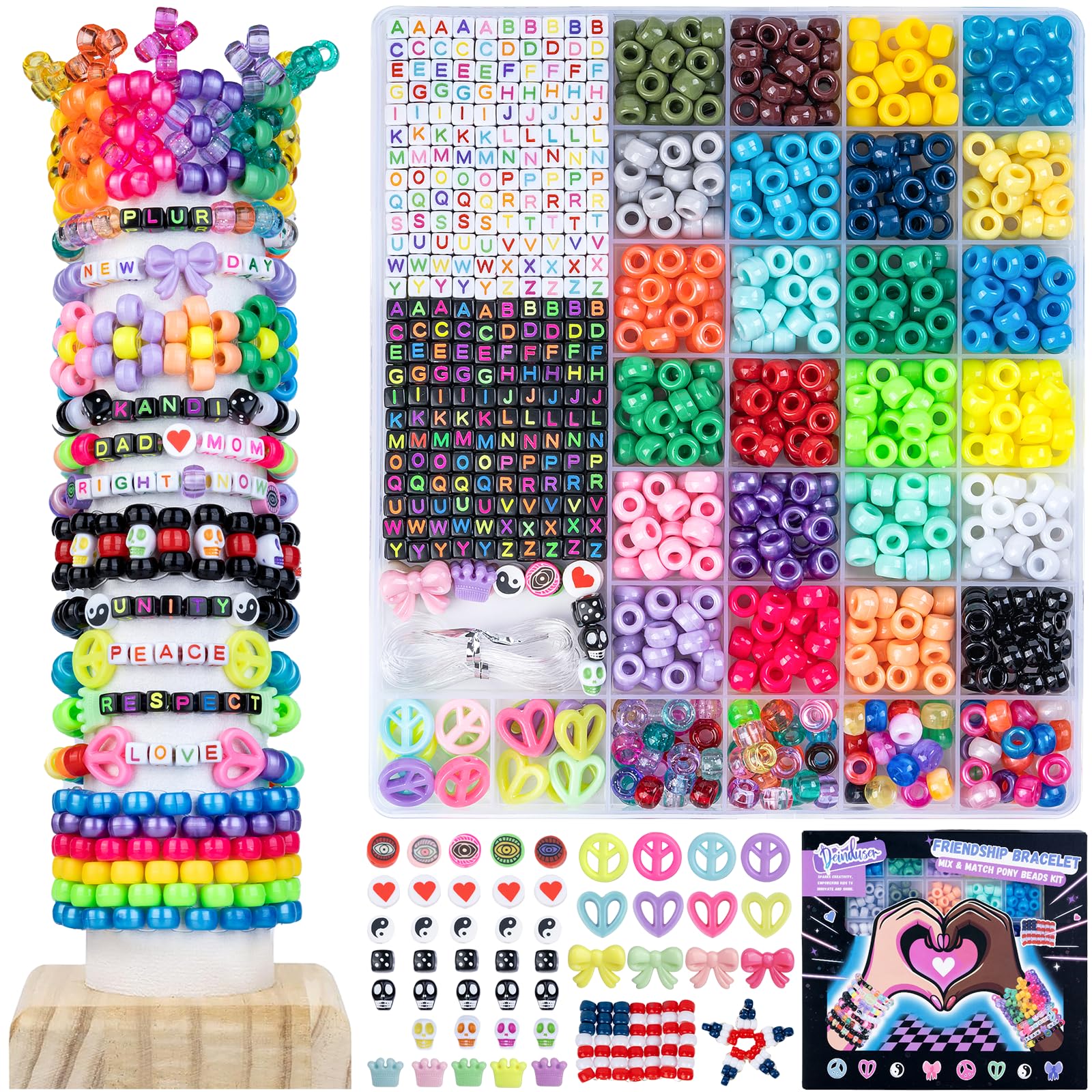 Amazon.com: Deinduser Kandi Beads Kit, Pony Beads for Bracelet Making ...