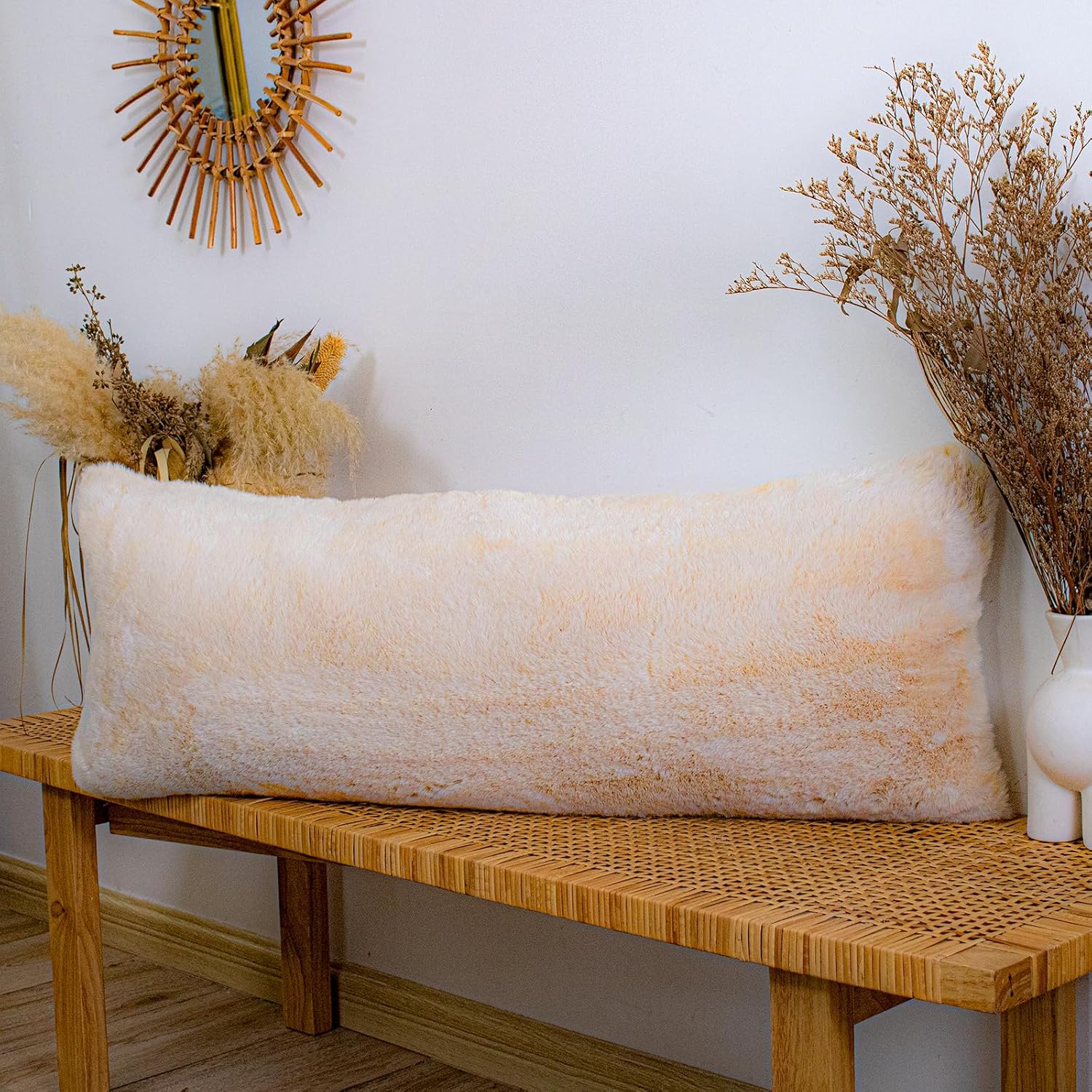 Amazon.com: JoraLion Faux Fur Lumbar Pillow Cover 14x36, Ultra Soft ...