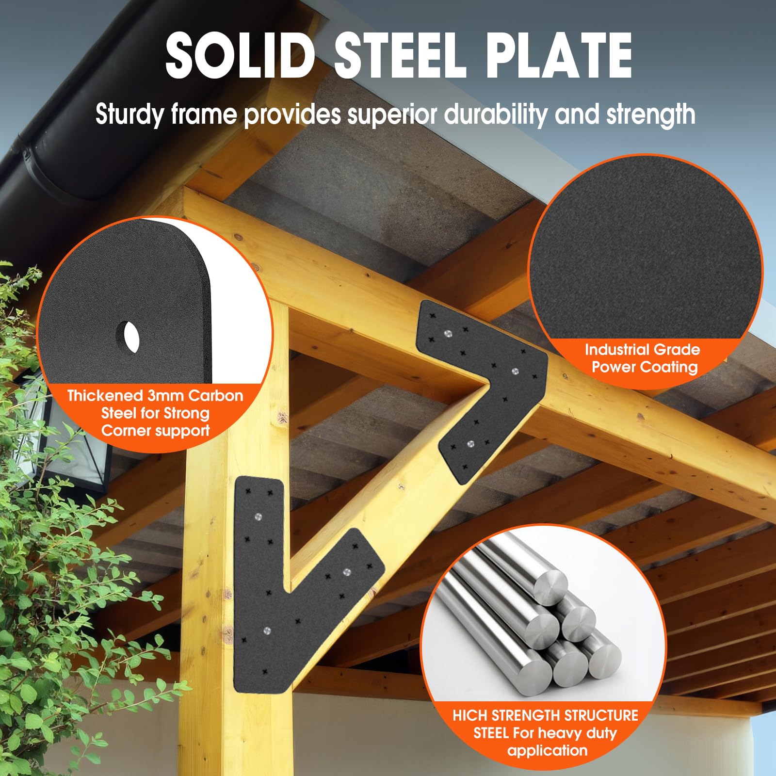 Snapklik.com : 4 Pcs V Post Timber Brackets, 10x8 Inch Heavy Duty V ...