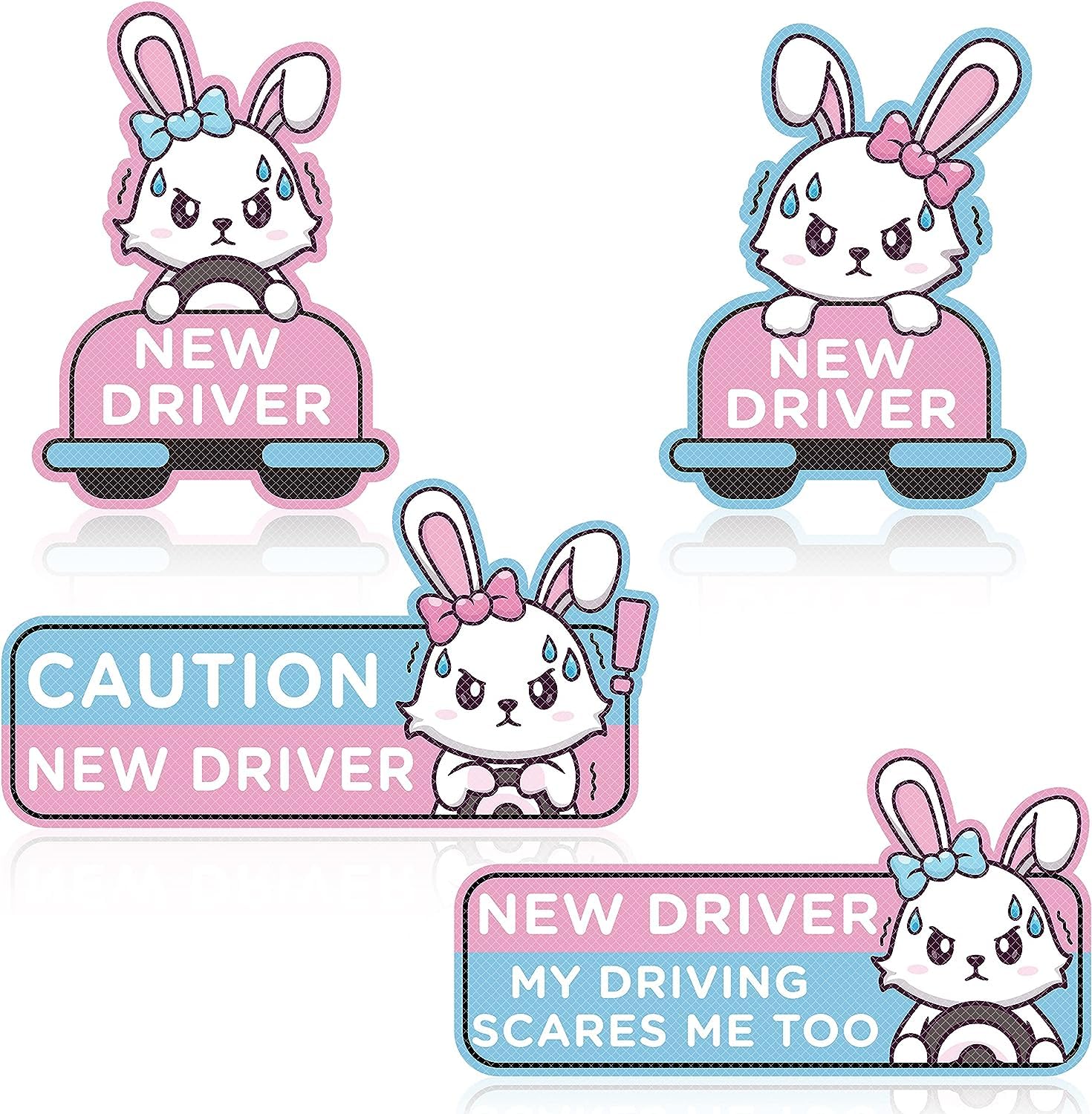 PANTIDE 4pcs Cartoon Rabbit Student Driver Car Magnet, Cute New Driver ...