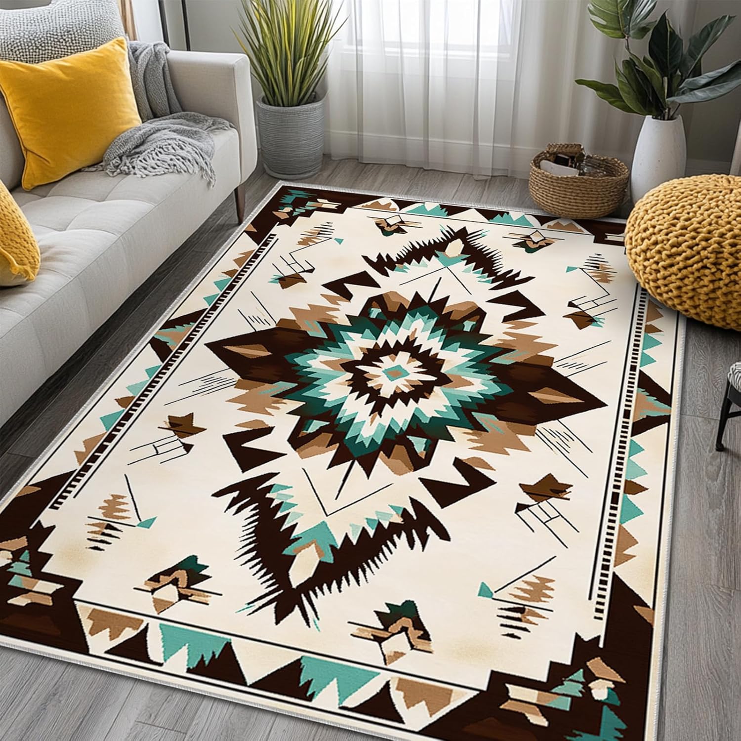 Amazon.com: Western Area Rug for Living Room Abstract Geometric Diamond ...