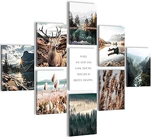 Amazon.de: Novart Wandbilder Natur - KOMPLETT AUFHÄNGFERTIG - Hirsch Wohnzimmer Schlafzimmer- 9 ...