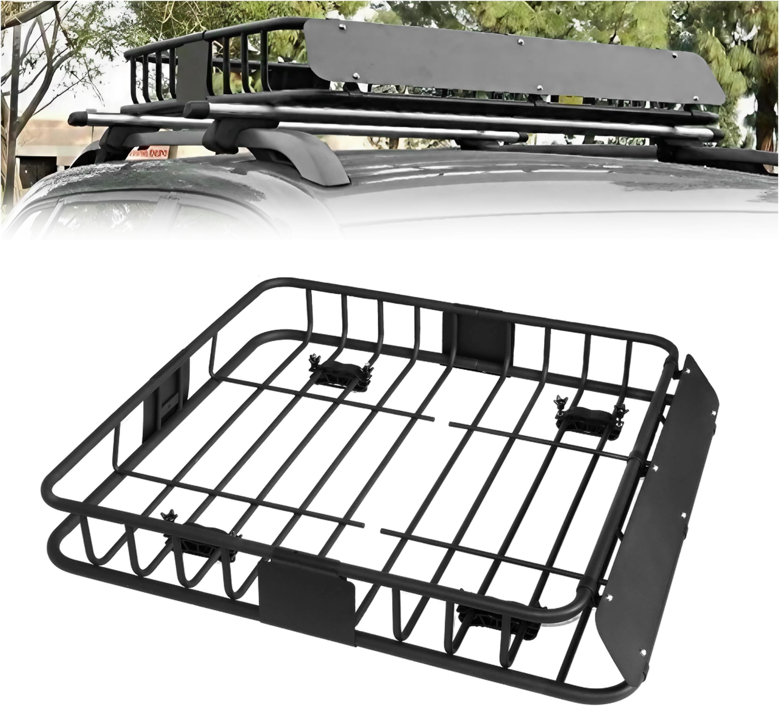HTTMT MT371-029-M Black Universal Roof Rack Cargo Car Top Luggage ...