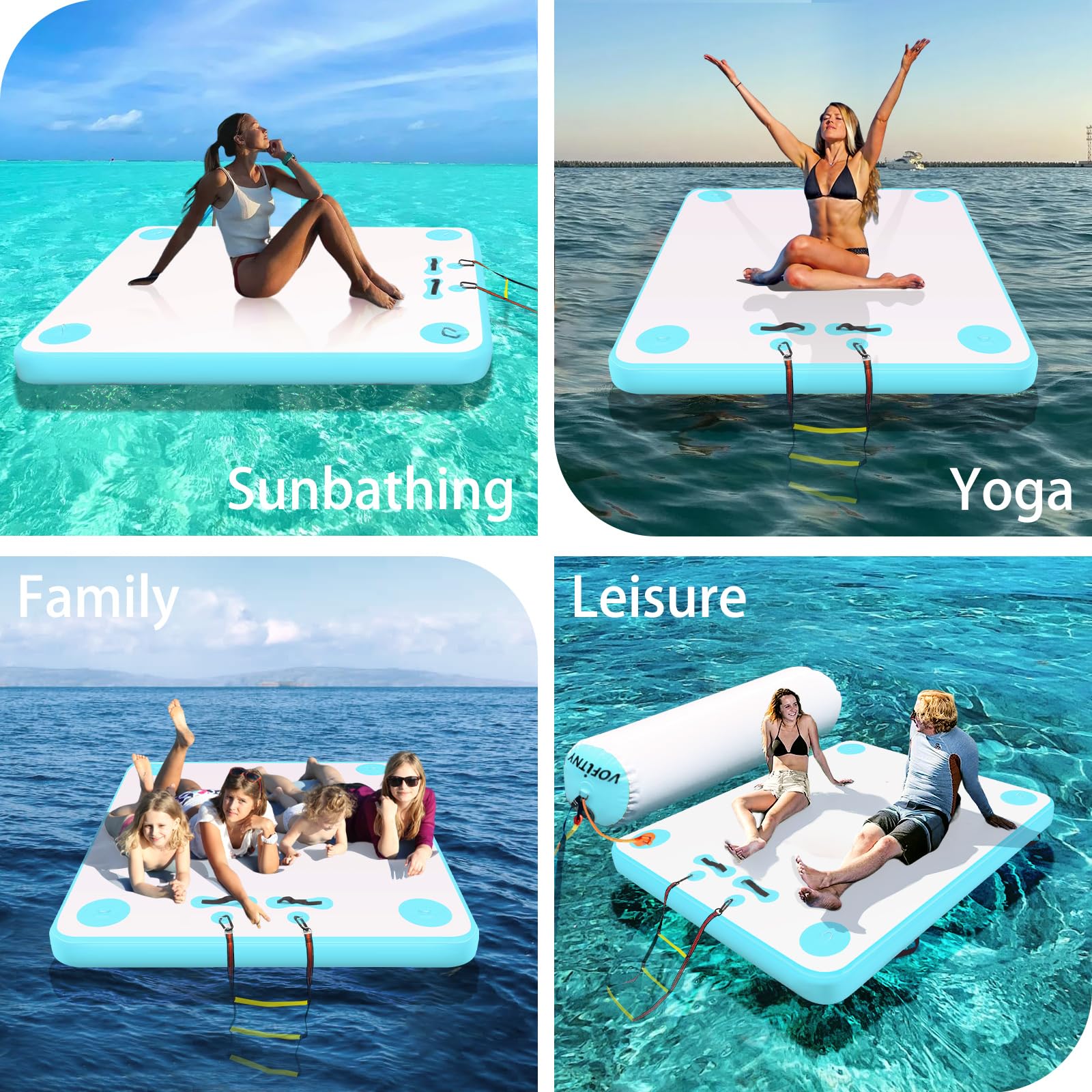 Snapklik.com : Inflatable Floating Dock Air Platform Multi-Person Swim Water Mat