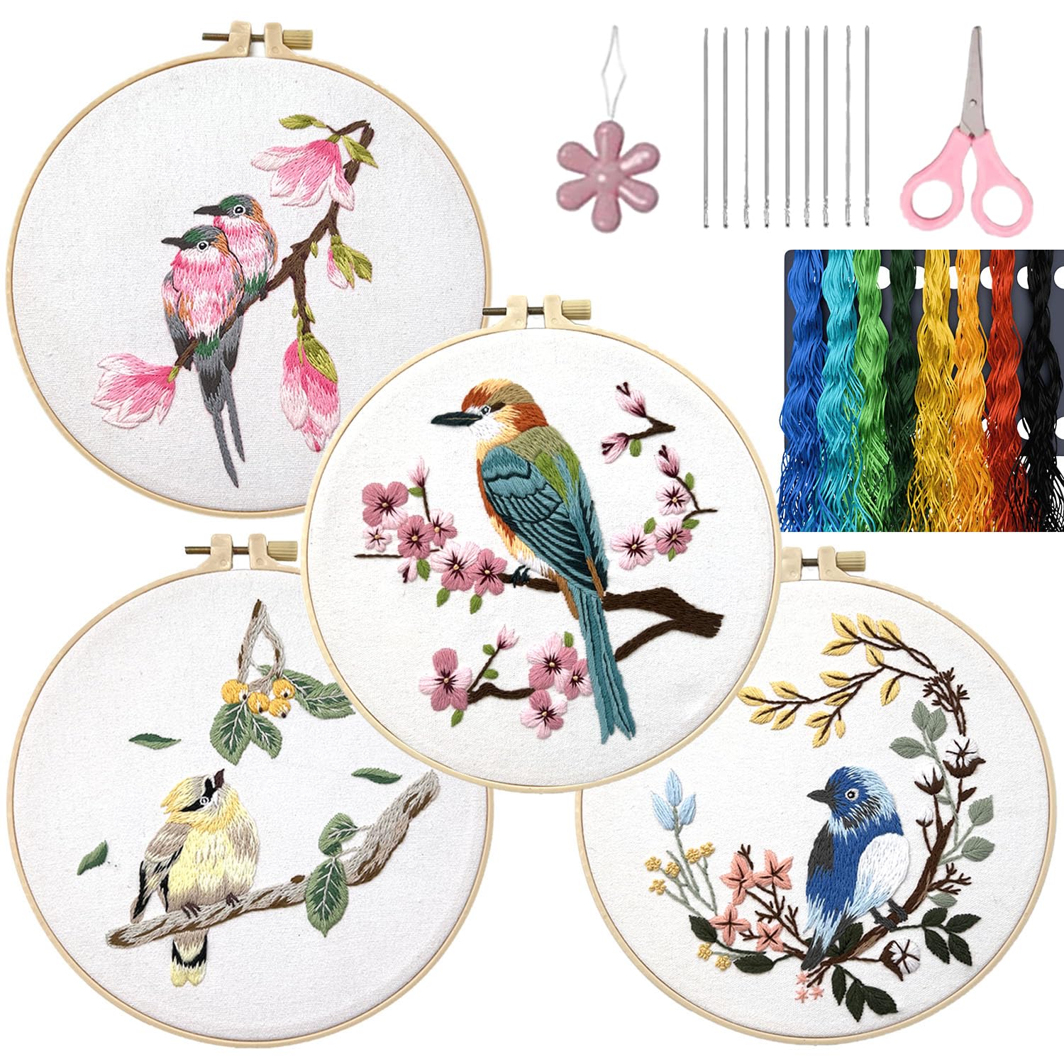 Amazon.com: Generic 4 Sets Embroidery Kit for Beginners Adults Cross ...