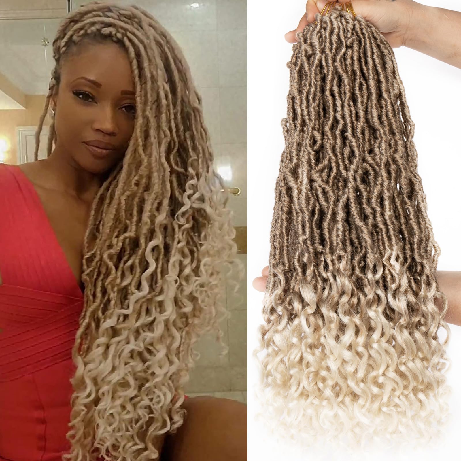 Snapklik.com : Leeven 18 Inch 7 Packs Goddess Faux Locs Crochet Hair ...