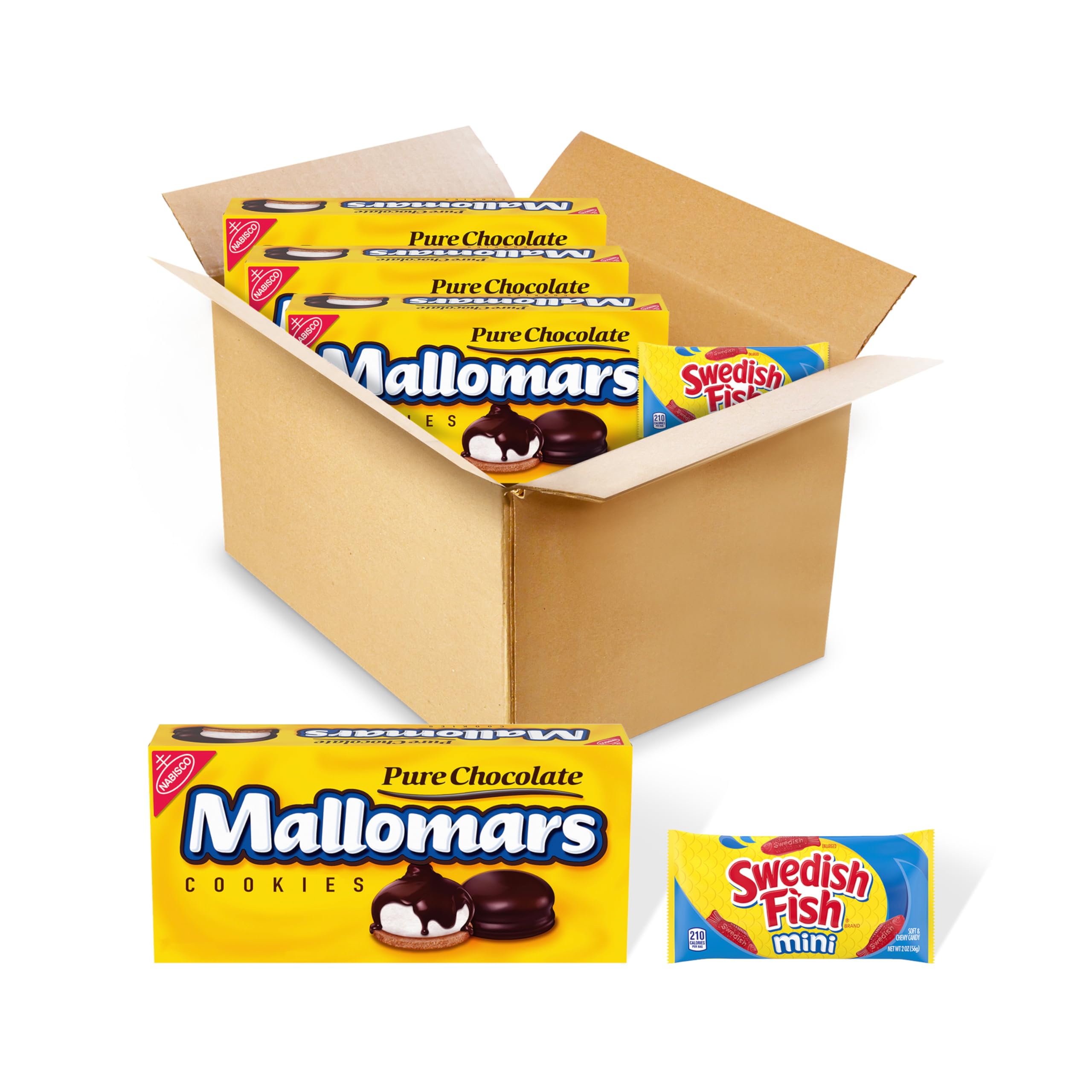 Mallomars Chocolate Cookies, 3 - 8.2 oz Boxes + Bonus SWEDISH FISH Mini ...