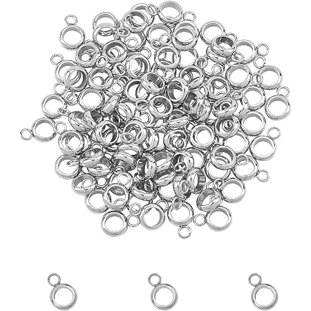 Amazon.com: 100pcs Antique Silver Bail Beads Connector Bail Bead Spacer ...