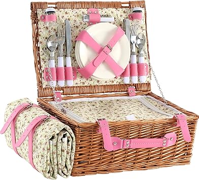 Amazon.com: YPshuye Picnic Basket Set for 4 with Waterproof Picnic ...