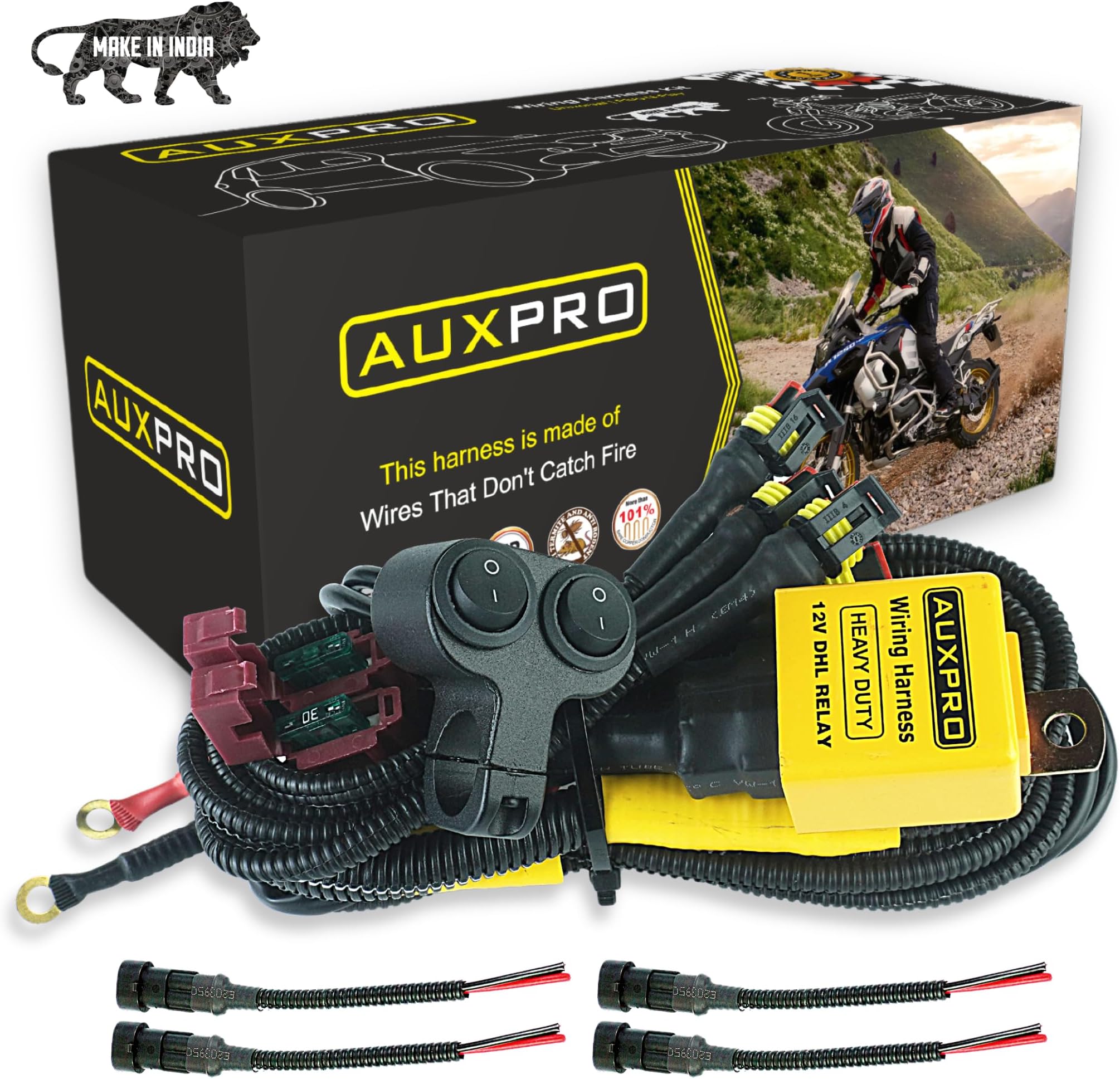 Auxpro Fog Light Wiring Universal Harness Kit for Bike/Scooty | Plug ...