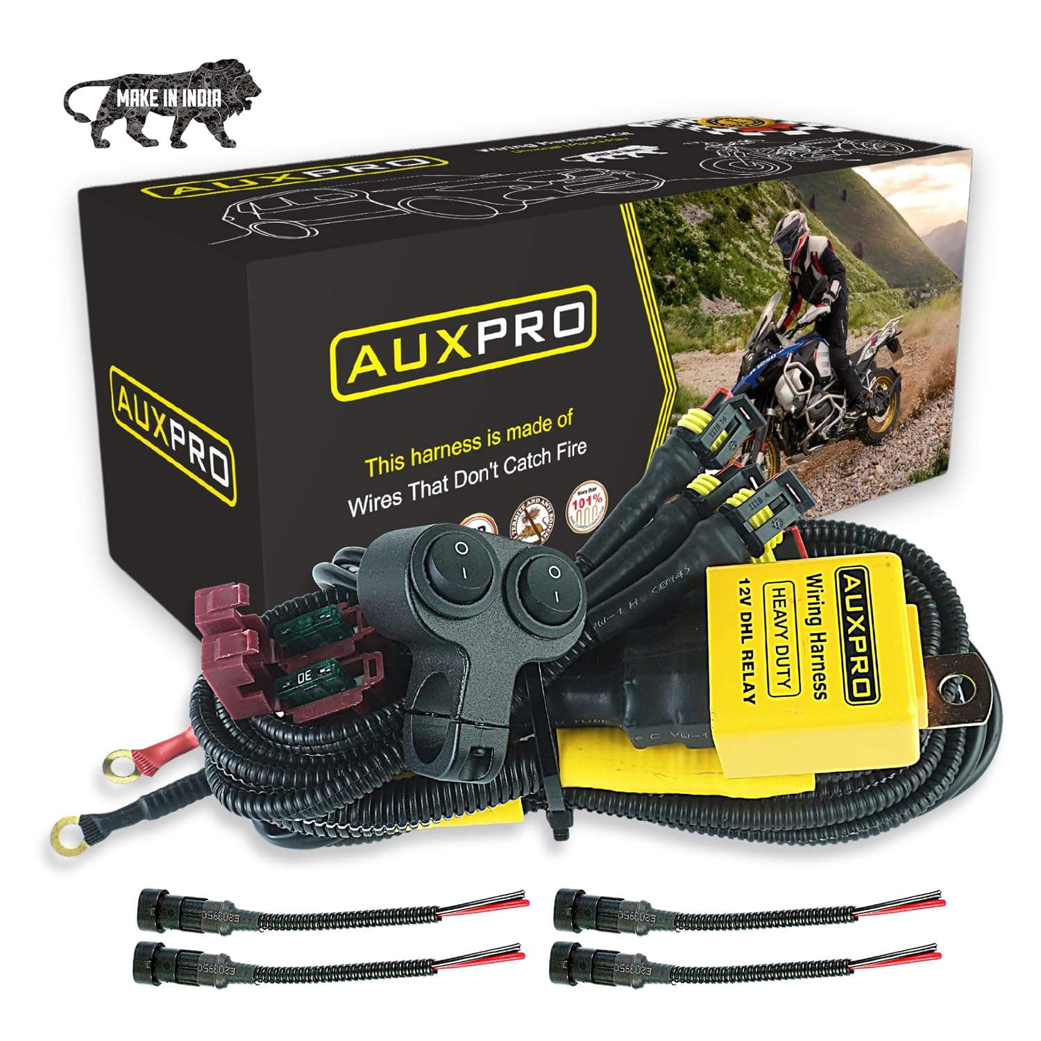 Auxpro Aux Fog Light Wiring Harness Universal Kit for 4 Fog Lights with ...