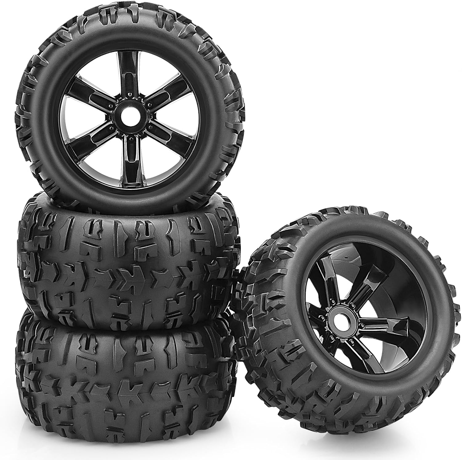 Amazon.com: 17mm Hex RC Wheels & Tires Set, daitoku 4PCS Pre-Glued 1/8 ...