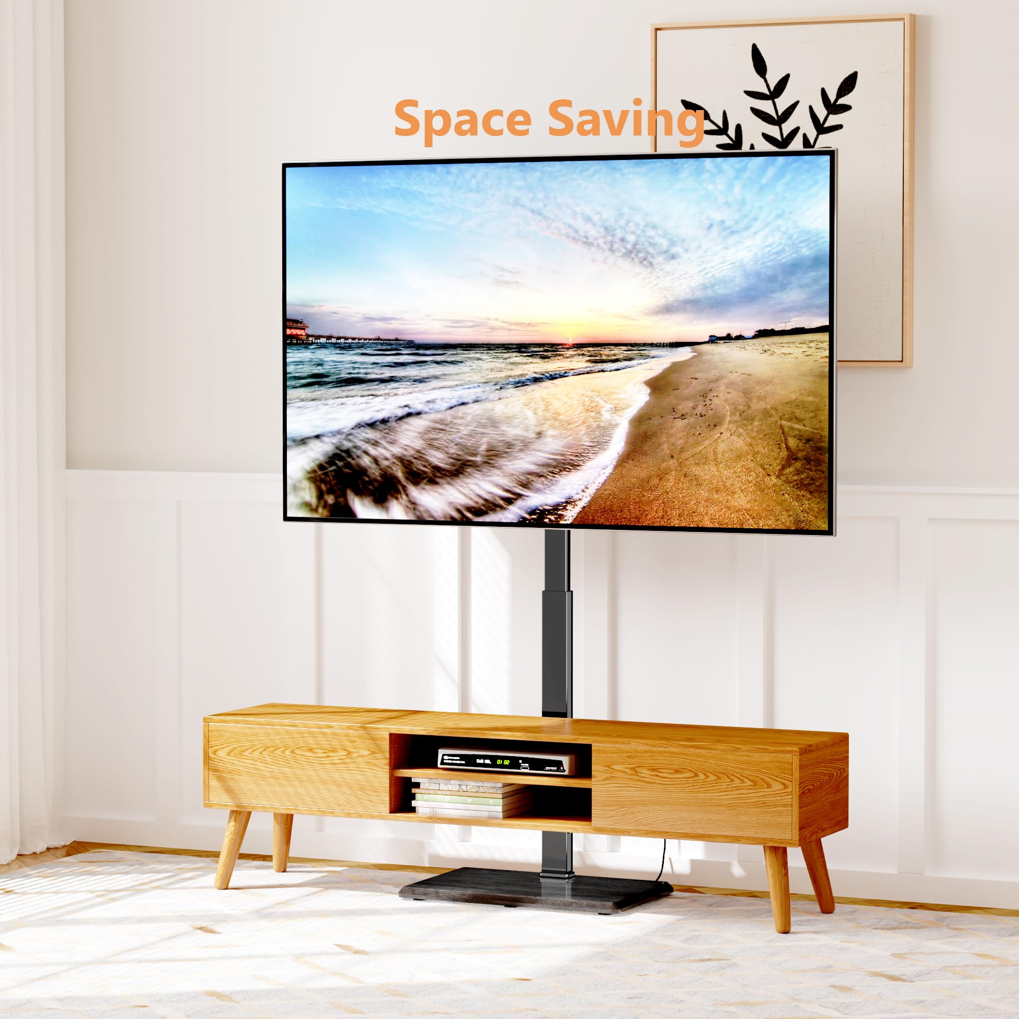 Universal Swivel Floor TV Stand,TV Floor Mount Stand with Power Outlet ...