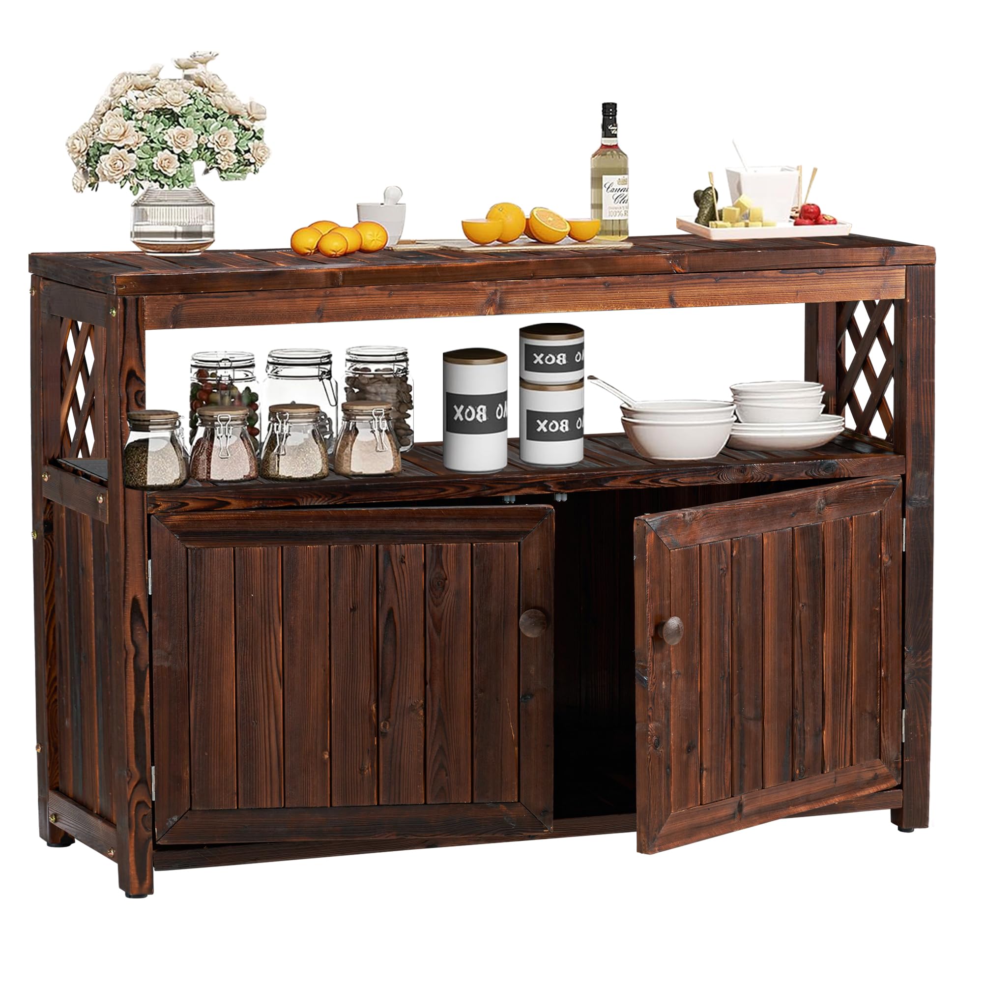 Amazon.com : Spurgehom Outdoor Storage Cabinet, Solid Wood Console ...