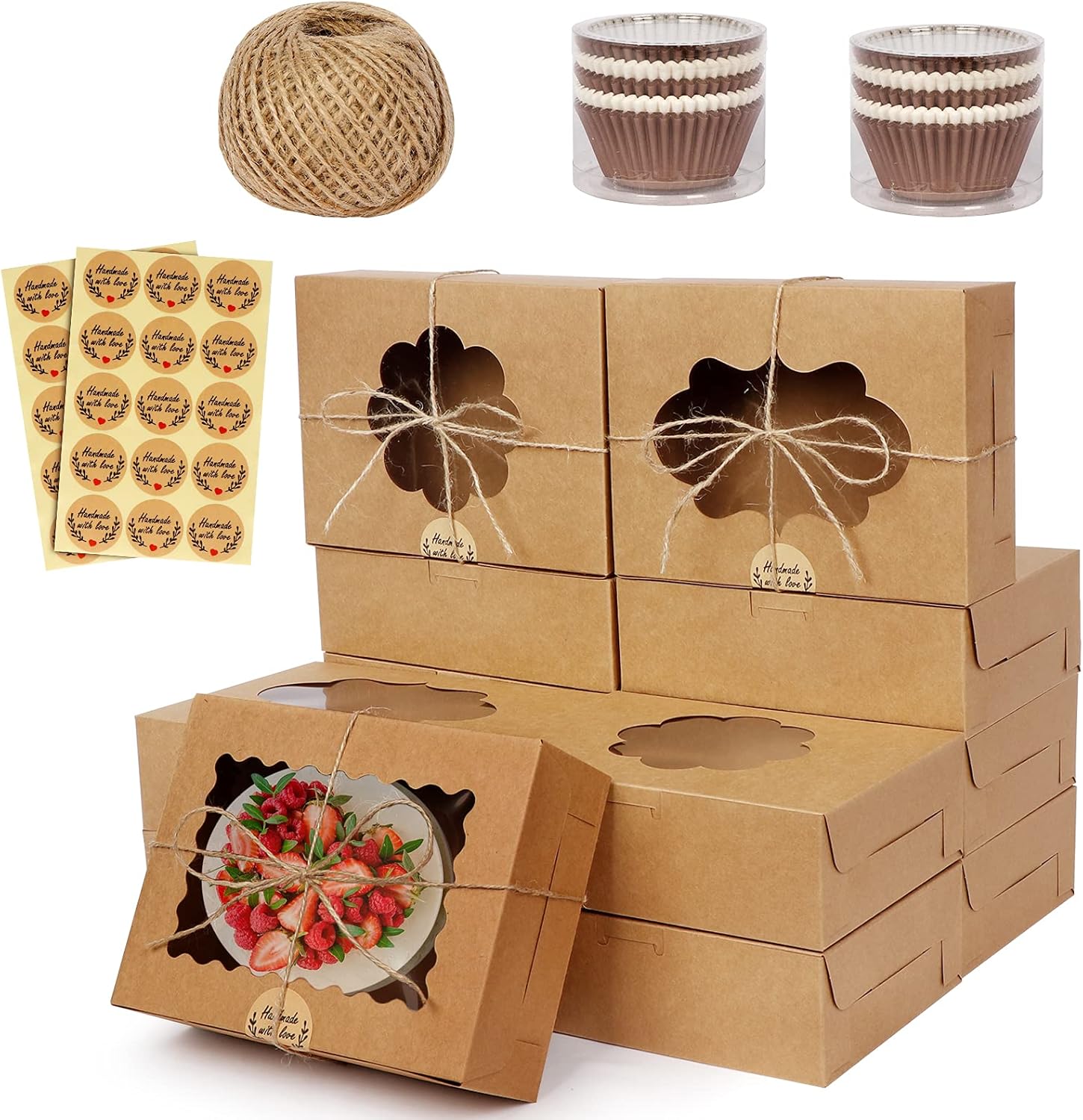 Amazon.com: OurWarm 30Pack Bakery Boxes with Window, 8x6x2.5"Kraft ...