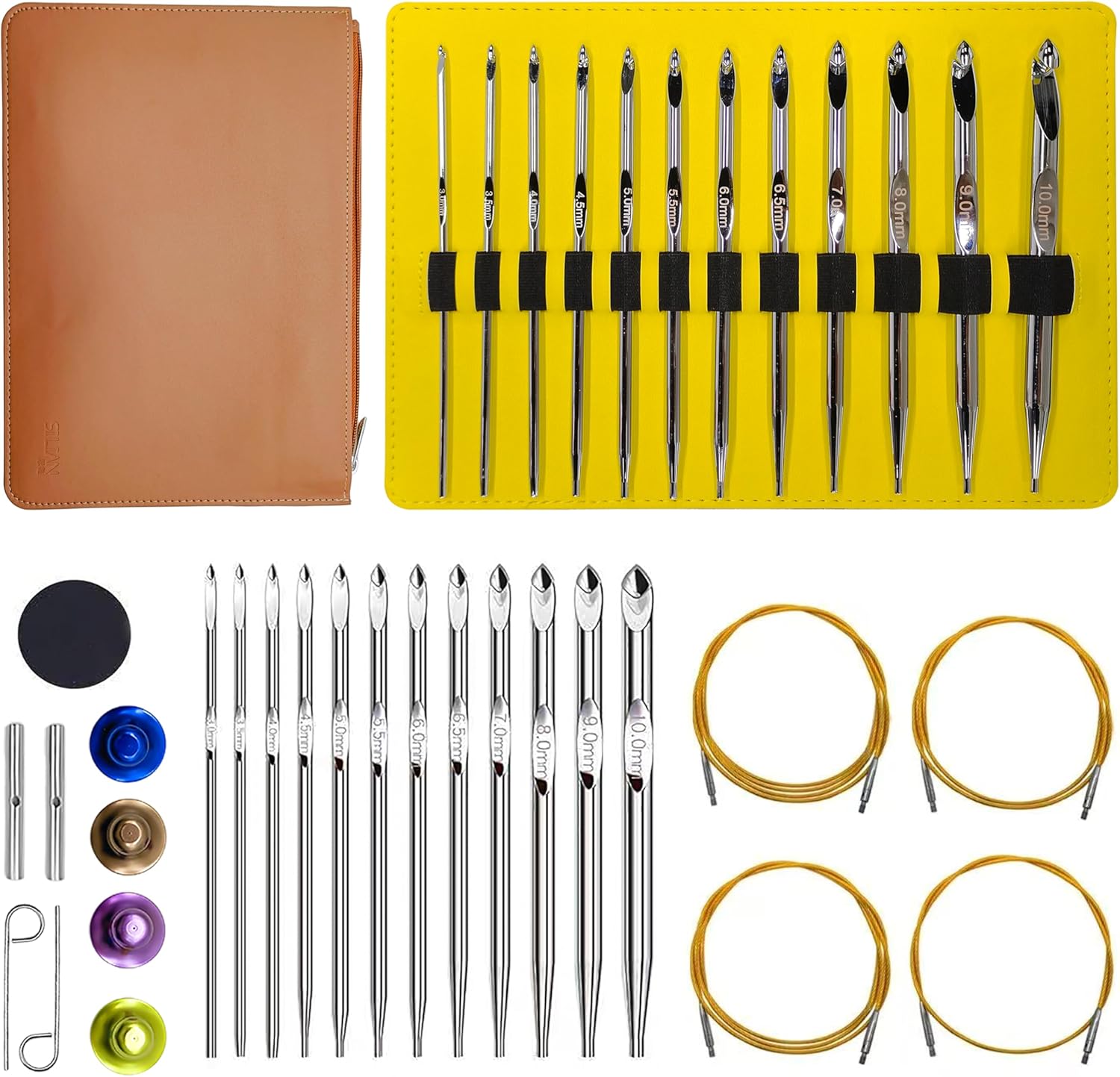 Mbeliever 4XL Tunisian Crochet Hooks Crochet Hooks with Cable 25-Piece ...