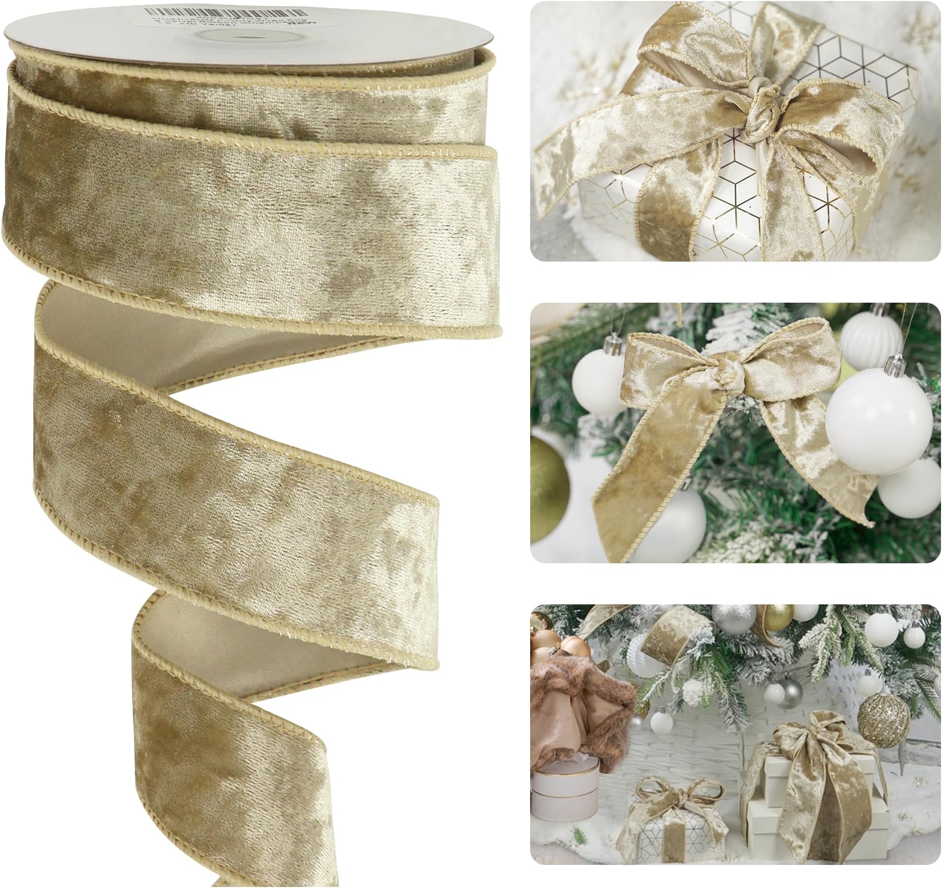 Amazon.com: GROOVELY Green Velvet Ribbon for Christmas Tree Ribbon ...