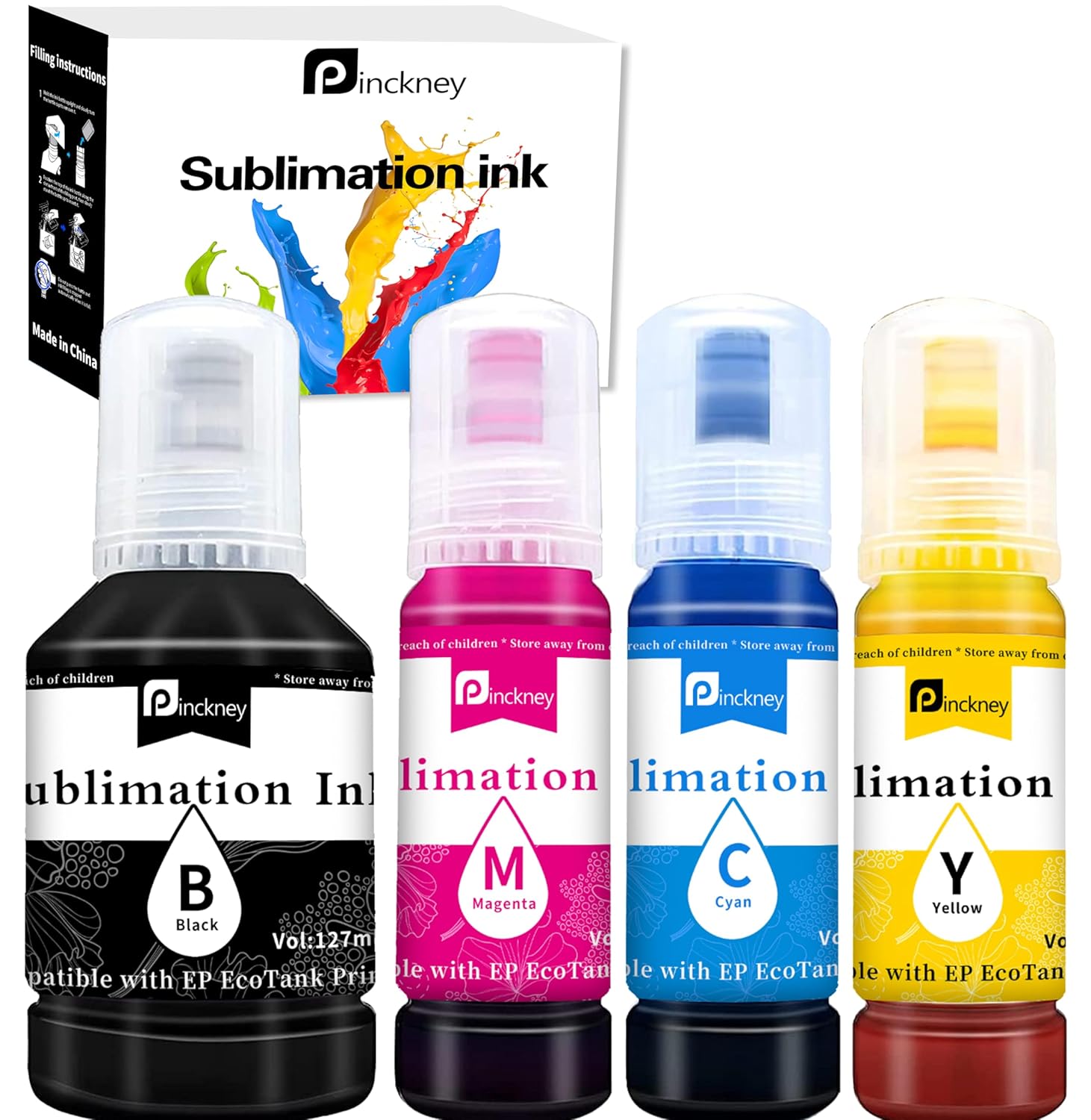 Pinckney Sublimation Ink Refill for EcoTank Printer ET-2400 ET-2720 ET-2760 ET-2800 ET-2803 ET ...