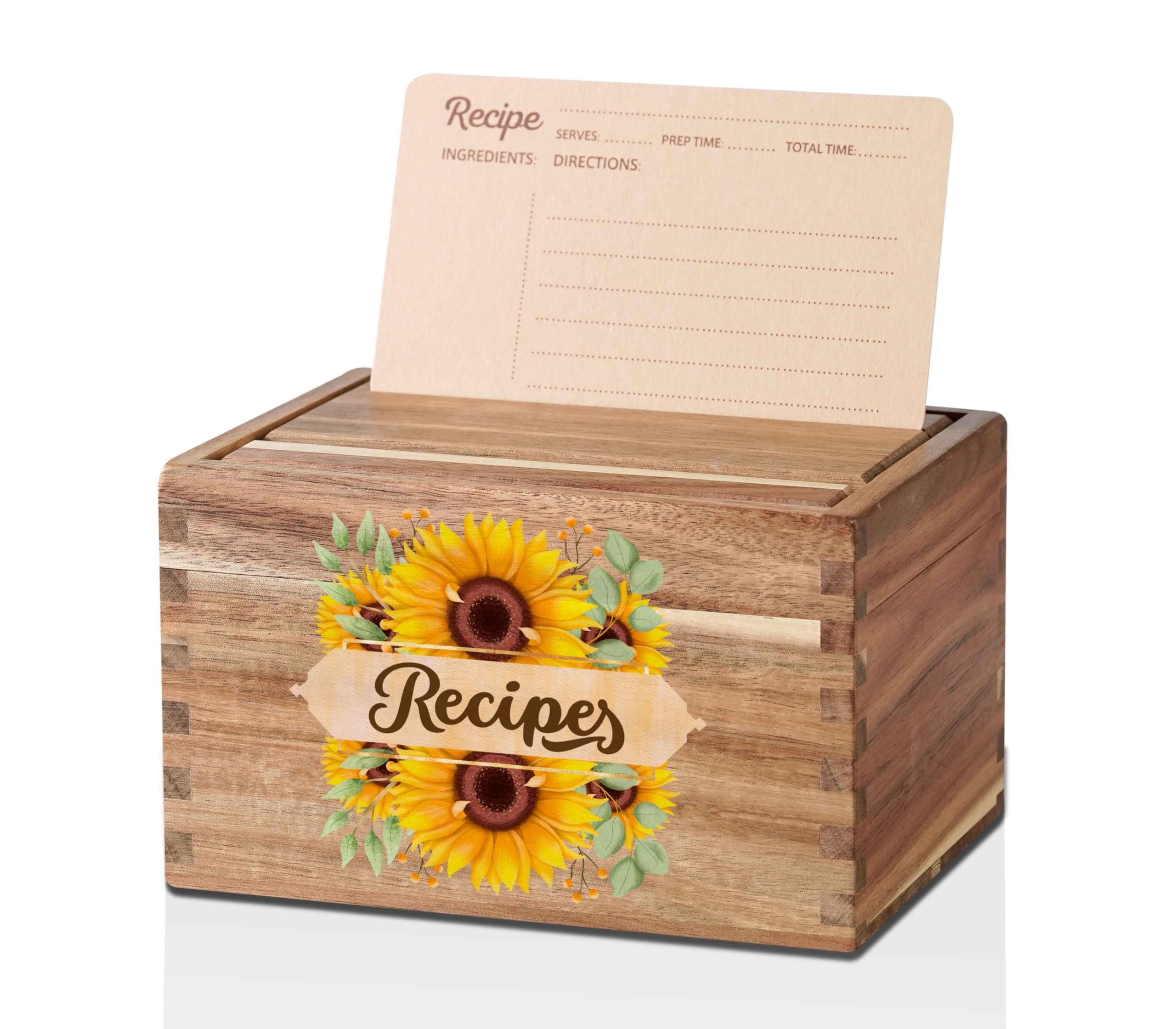 Amazon.com: InnoBeta Sunflower Gifts Recipe Box, Recipe Card Holder Box ...