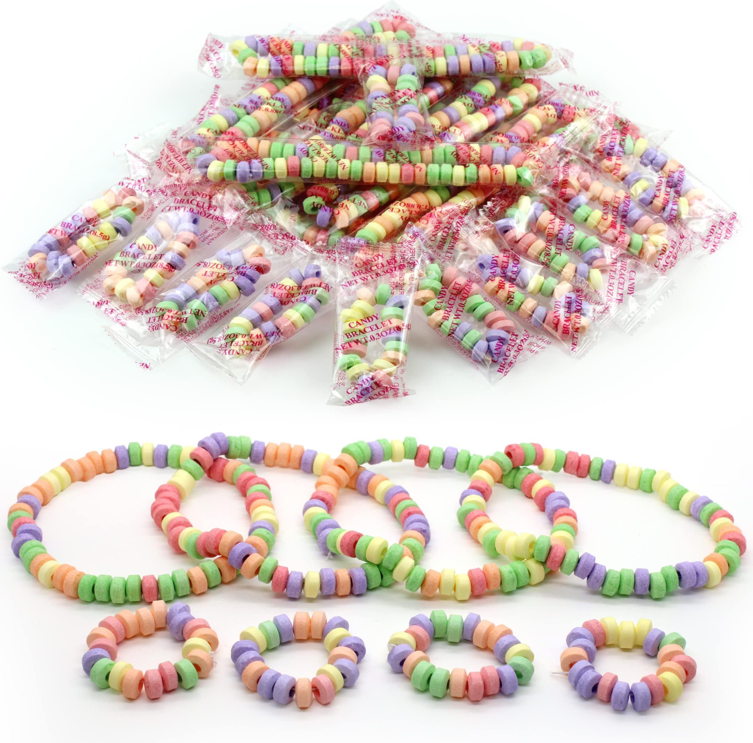 Amazon.com : 110 Individually Wrapped Candy Bracelets, Stretchable ...