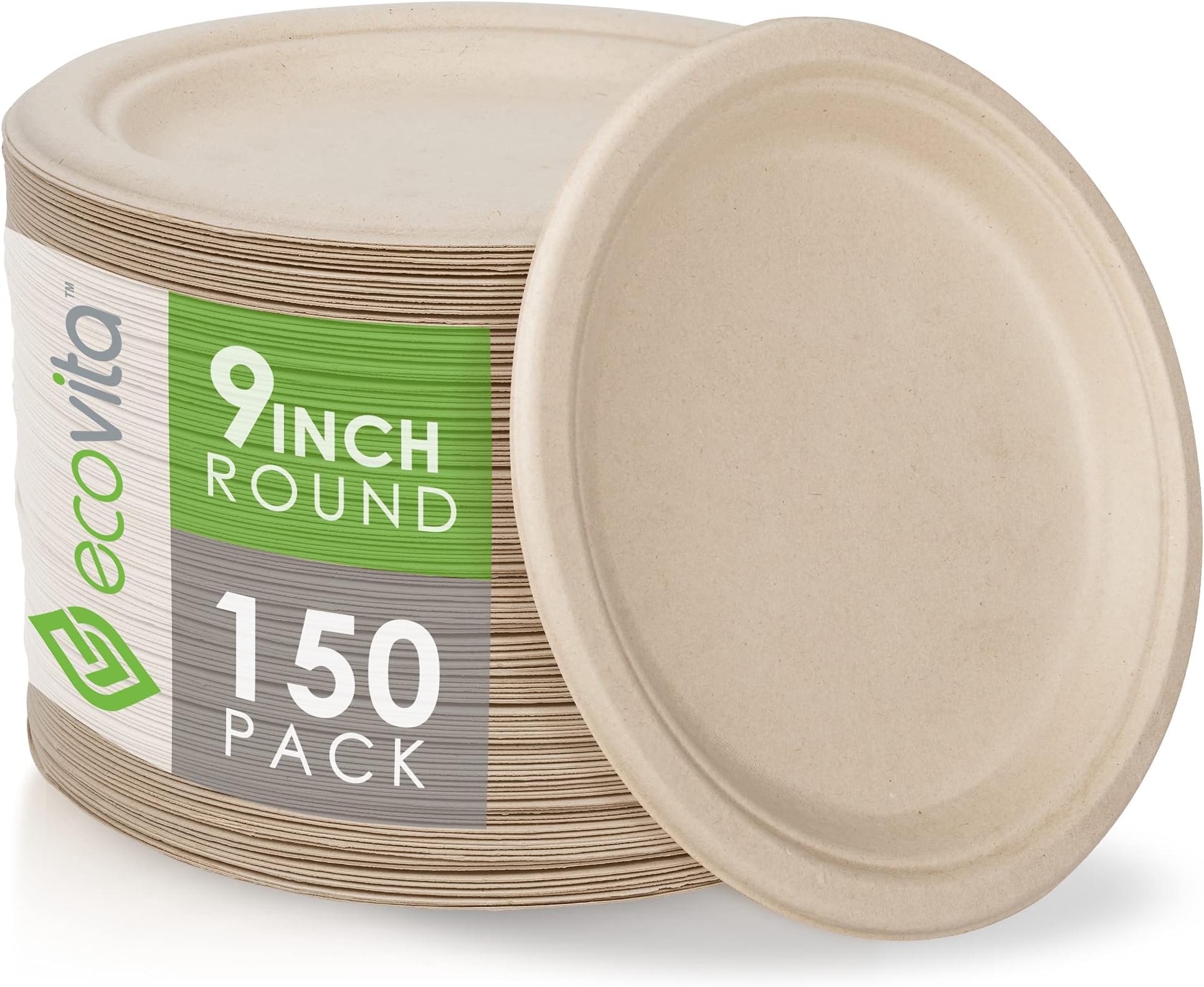 Amazon.com: Ecovita 100% Compostable Paper Plates [9 in.] – 150 ...