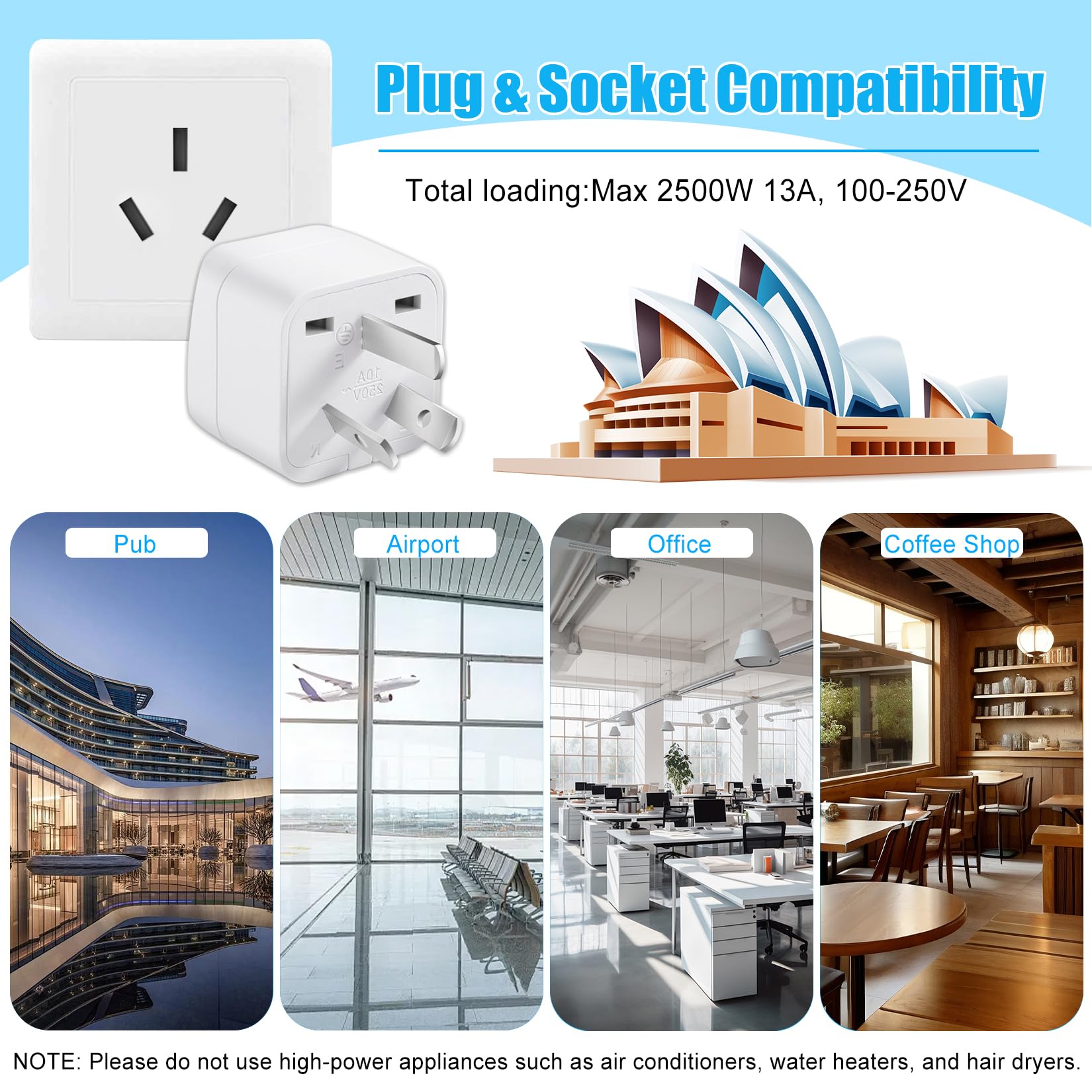Snapklik.com : 2 Pack US To Argentina Australia China Travel Plug ...