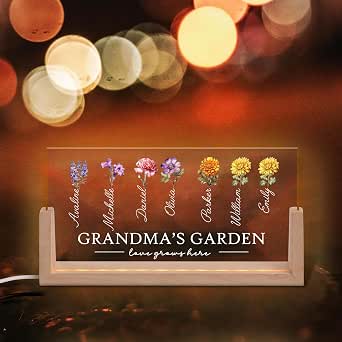 Personalized Grandma's Garden LED Night Light - Custom Birth Month ...