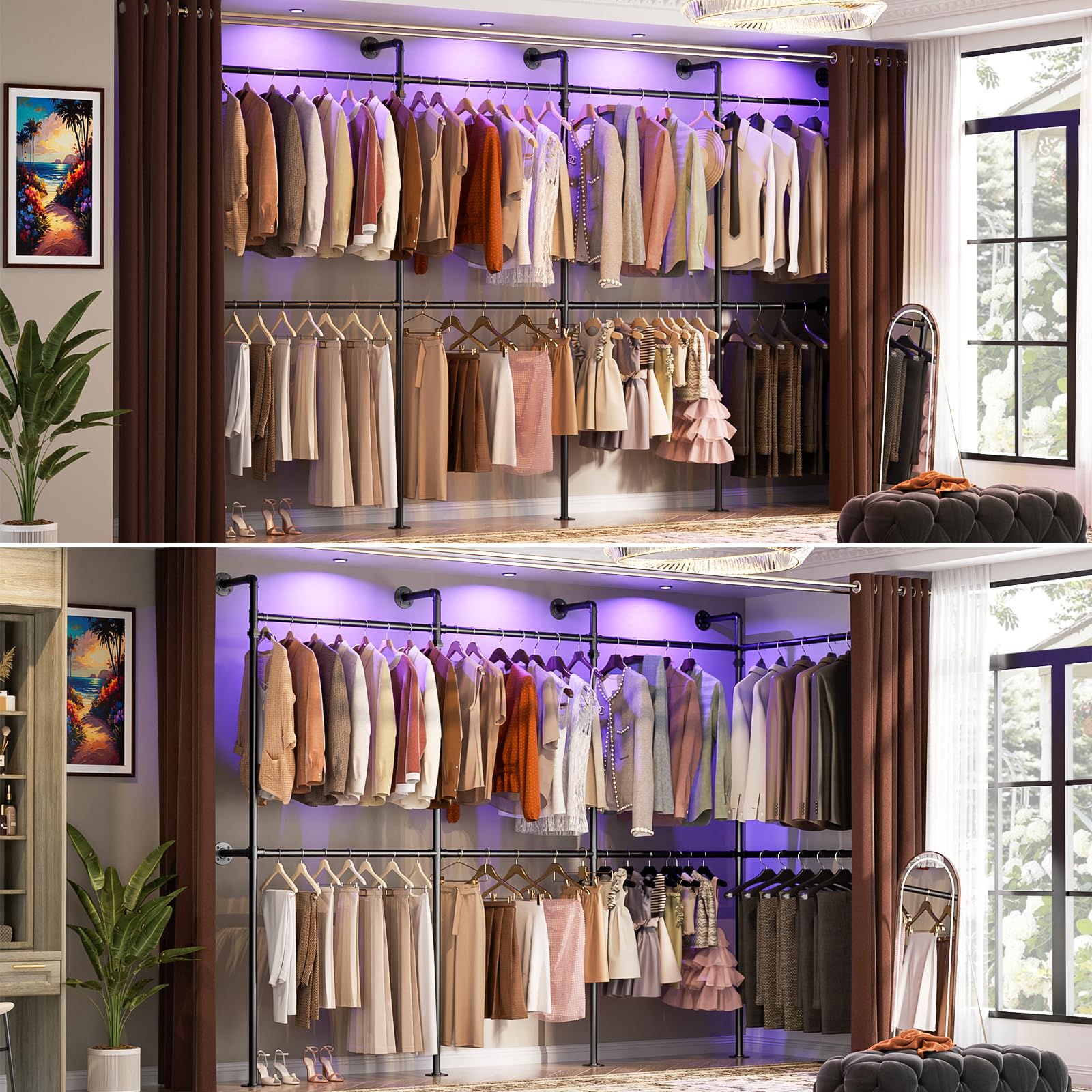 Snapklik.com : Industrial Pipe Clothing Rack, Reversible 13FT Clothes ...