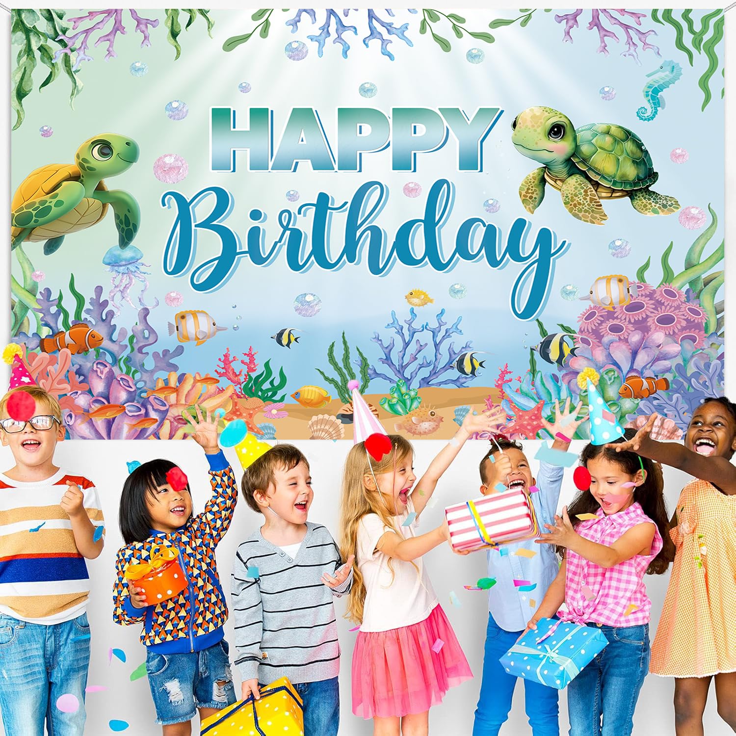 Snapklik.com : Under The Sea Birthday Backdrop 6x4FT Coral Reef Fish ...