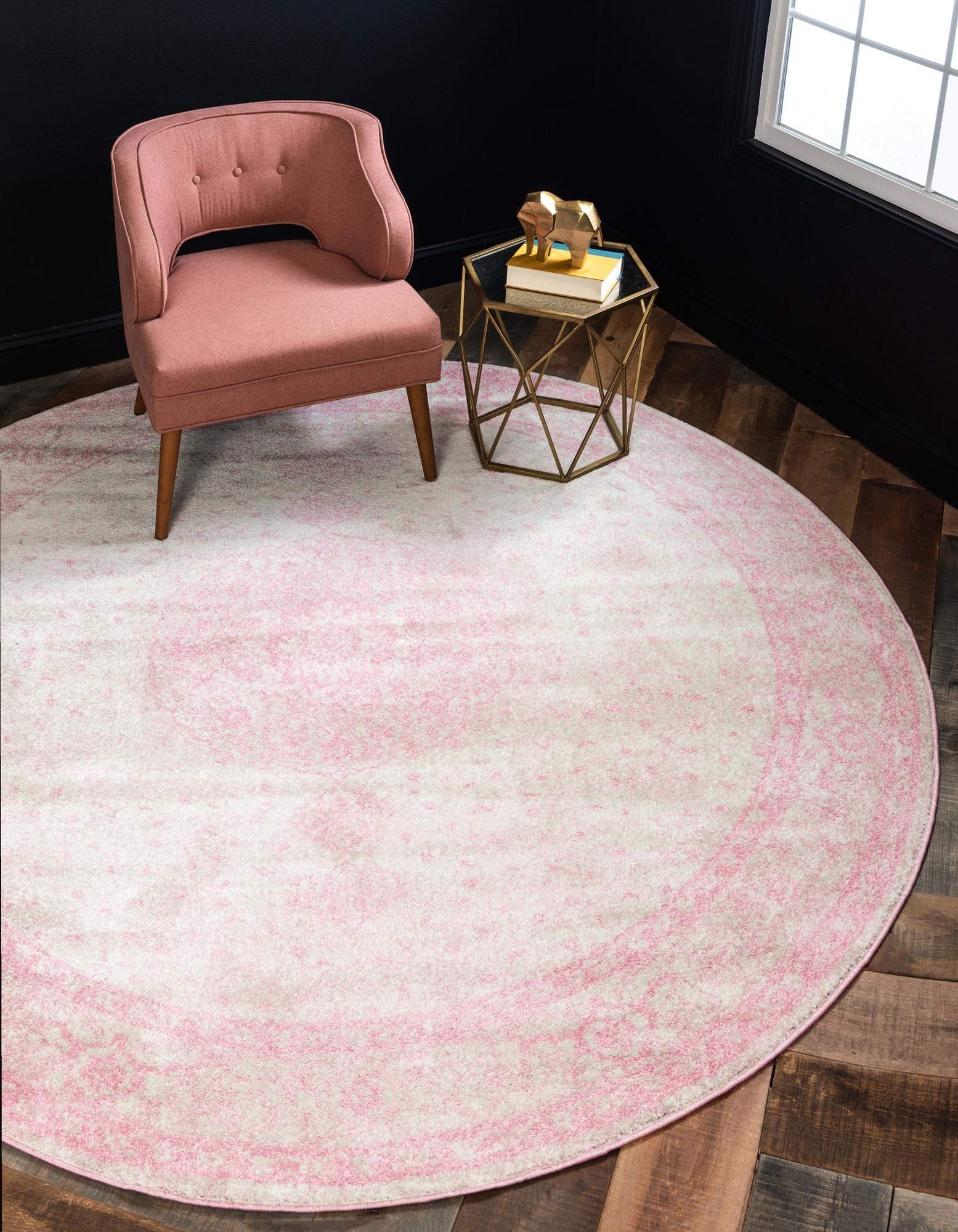 Amazon.com: Rugs.com Dover Collection Rug – 3 Ft Round Pink Low-Pile ...