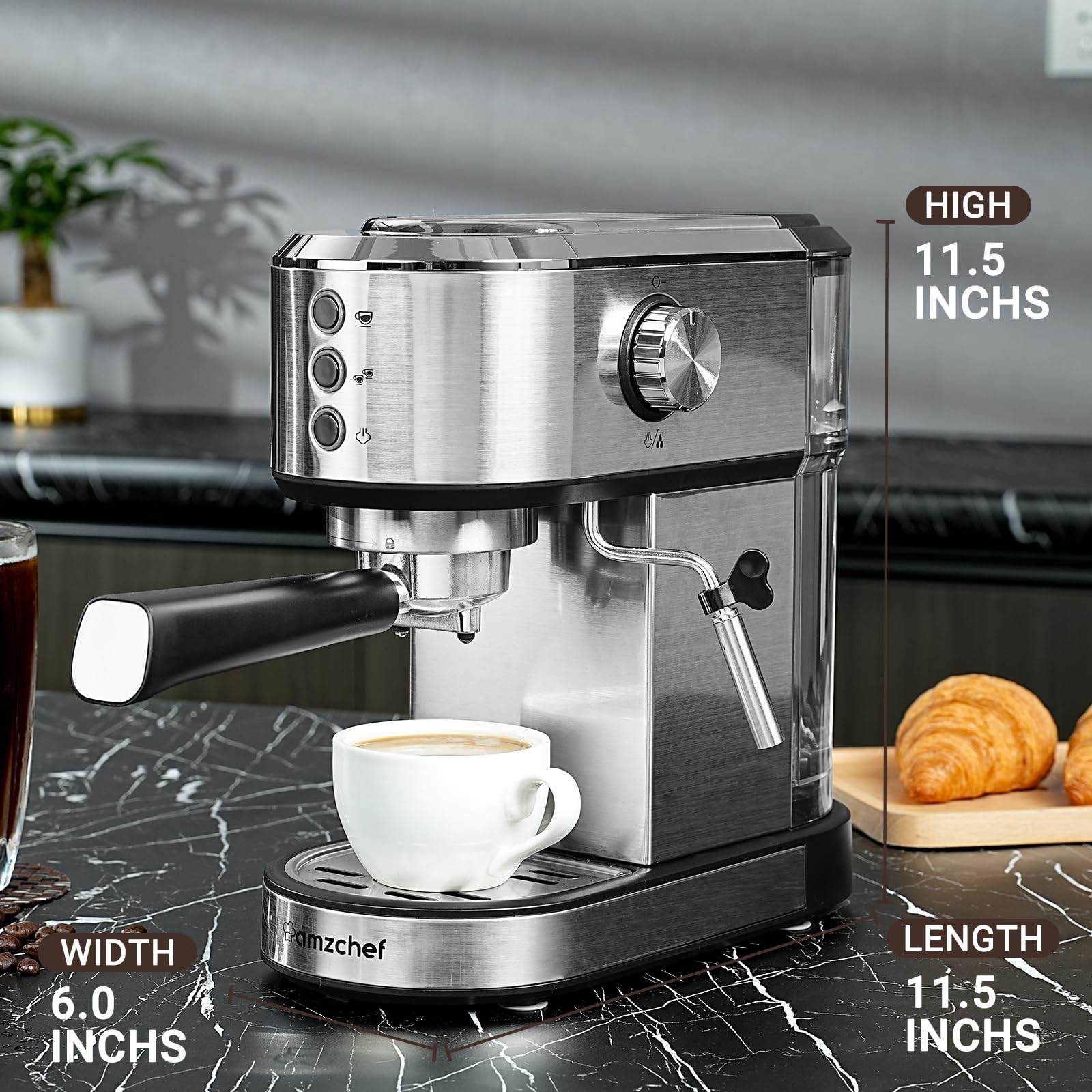amzchef Espresso Machine 20 Bar, Professional Espresso Maker with Milk ...