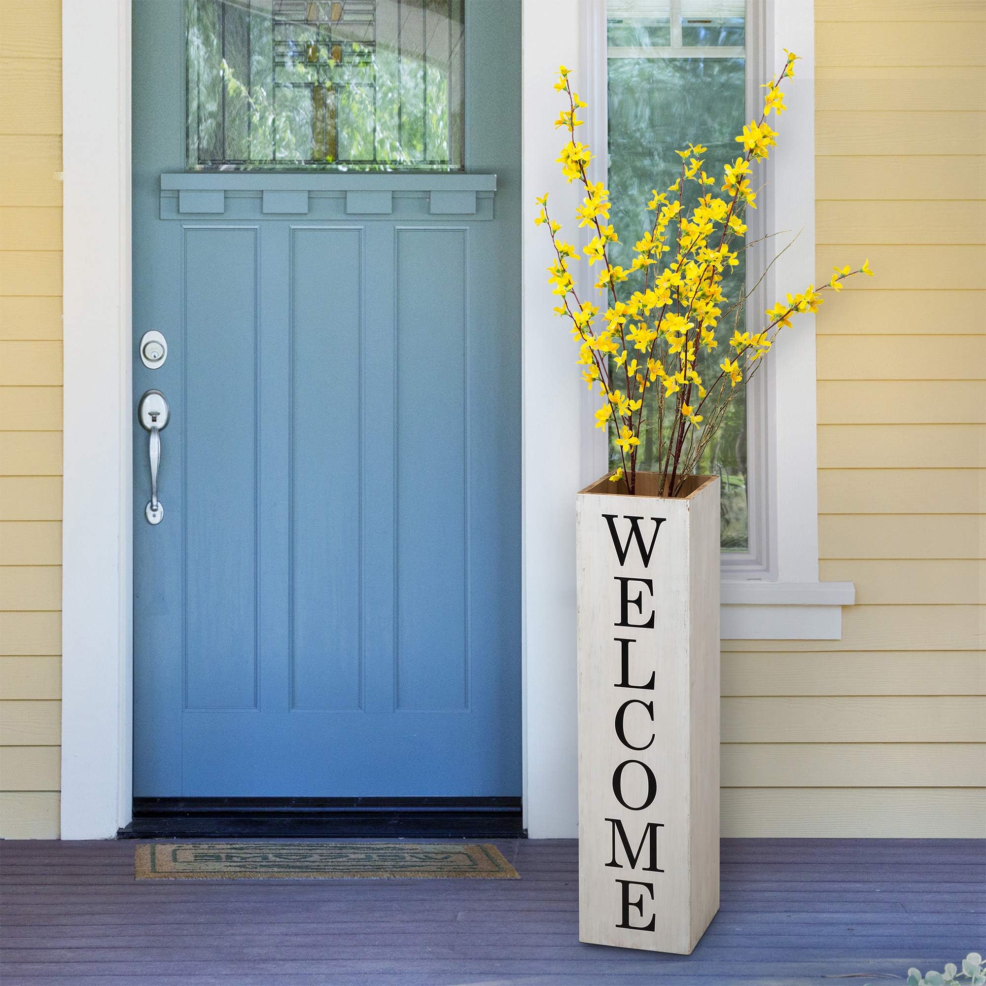 Amazon.com : AuldHome Metal Outdoor Welcome Sign; Black and White ...