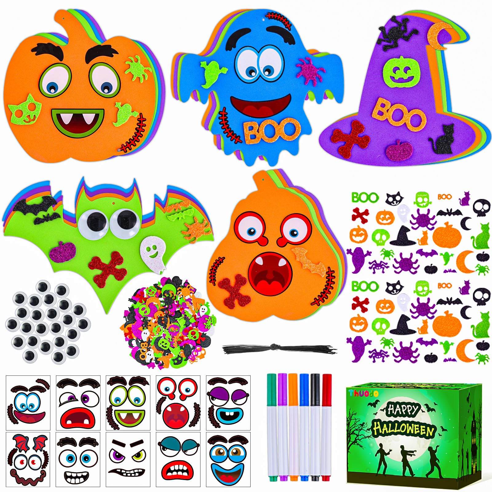 Amazon.com: Thuodo 340PCS Halloween Crafts for Kids, Halloween Foam ...
