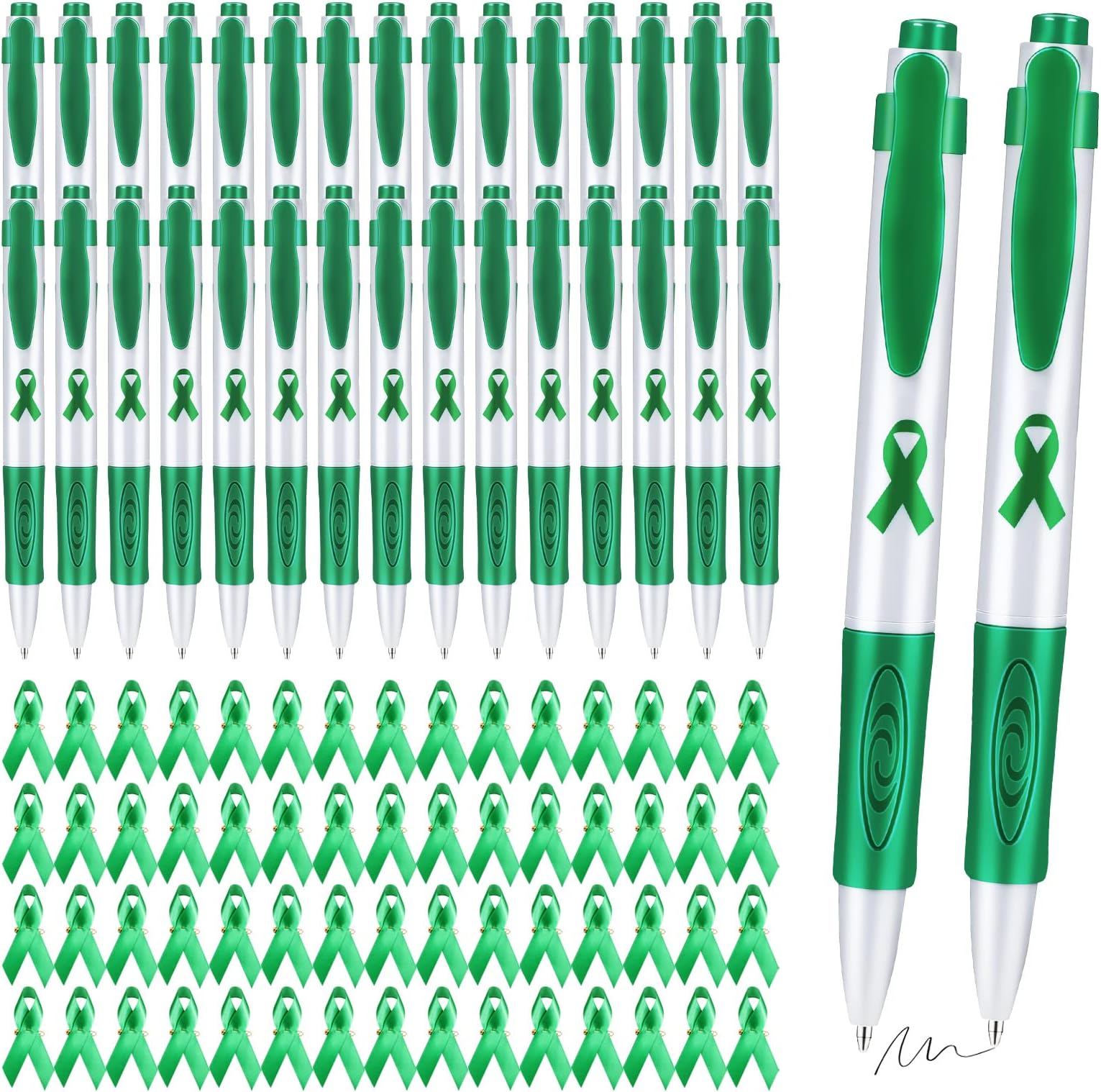 Amazon.com : Geyoga 50 Sets Mental Health Awareness Pen and Green Satin ...