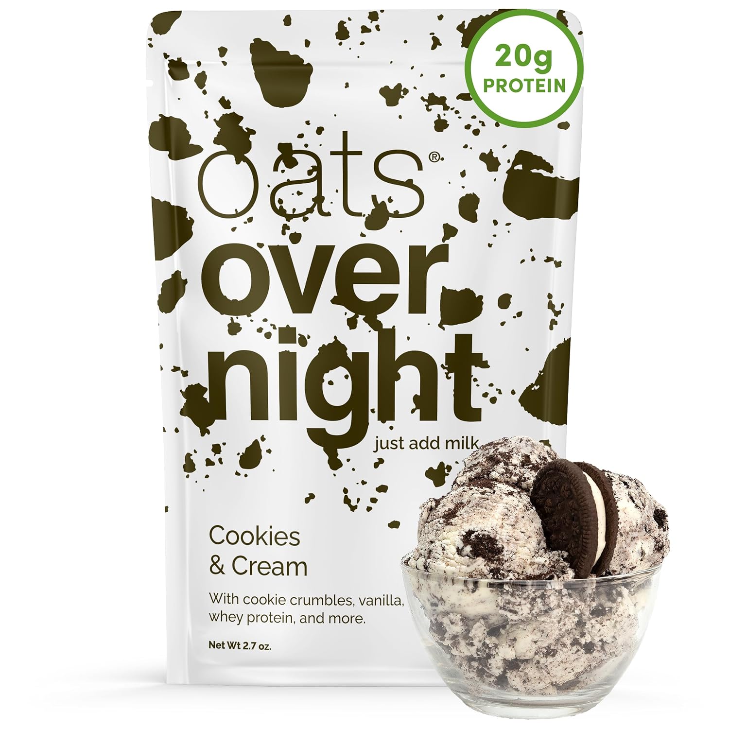 Amazon.com: Oats Overnight Cookies & Cream - Overnight Oats with 20g ...