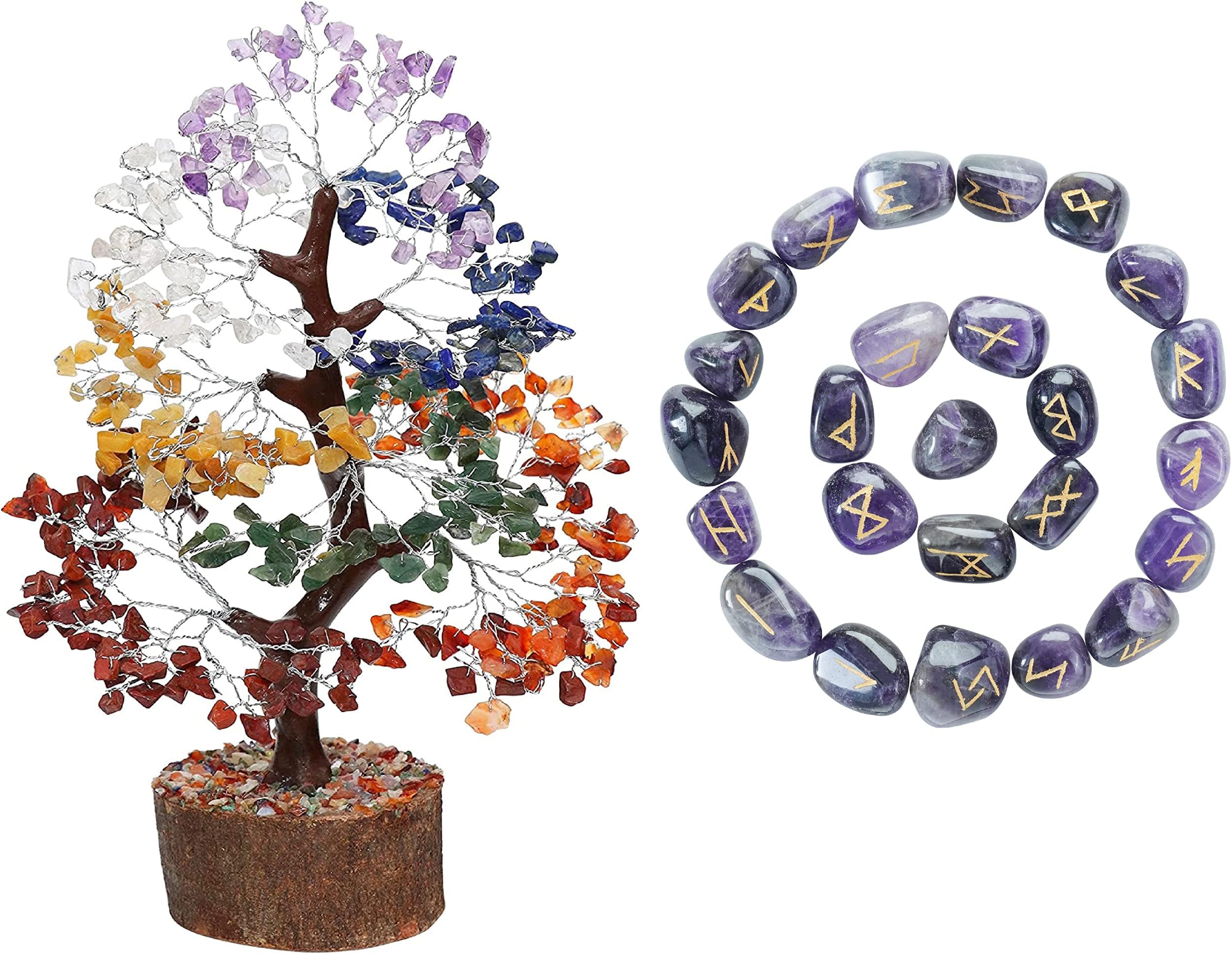 Amazon.com: Crocon Seven Chakra Gemstone Tree Feng Shui Figurine Money ...