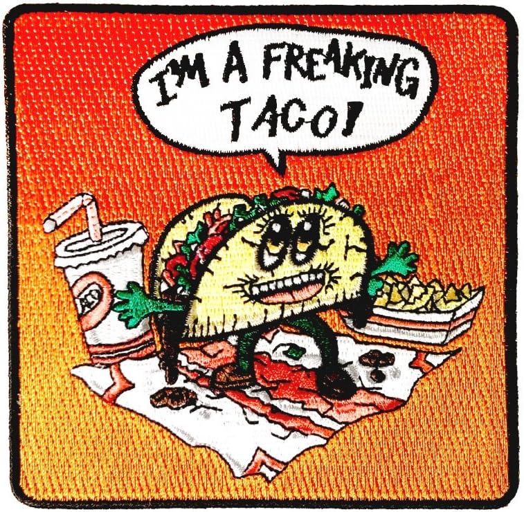 Amazon.com: Freakin Taco Funny Mexican Food Cartoon Humor - Iron on ...