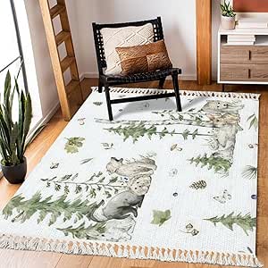 Amazon.com: FUIENCFKE Rug Watercolor Forest Animals Natural Badger Hare ...