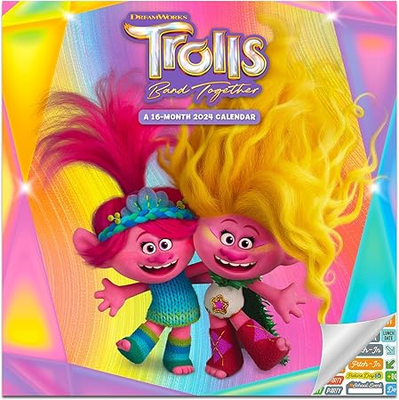 Amazon.com: Trolls 3 Calendar 2024 - Deluxe 2024 Trolls Wall Calendar ...