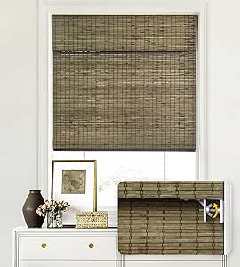 Amazon.com: LazBlinds No Tools No Drill Cordless Bamboo Roman Shades ...