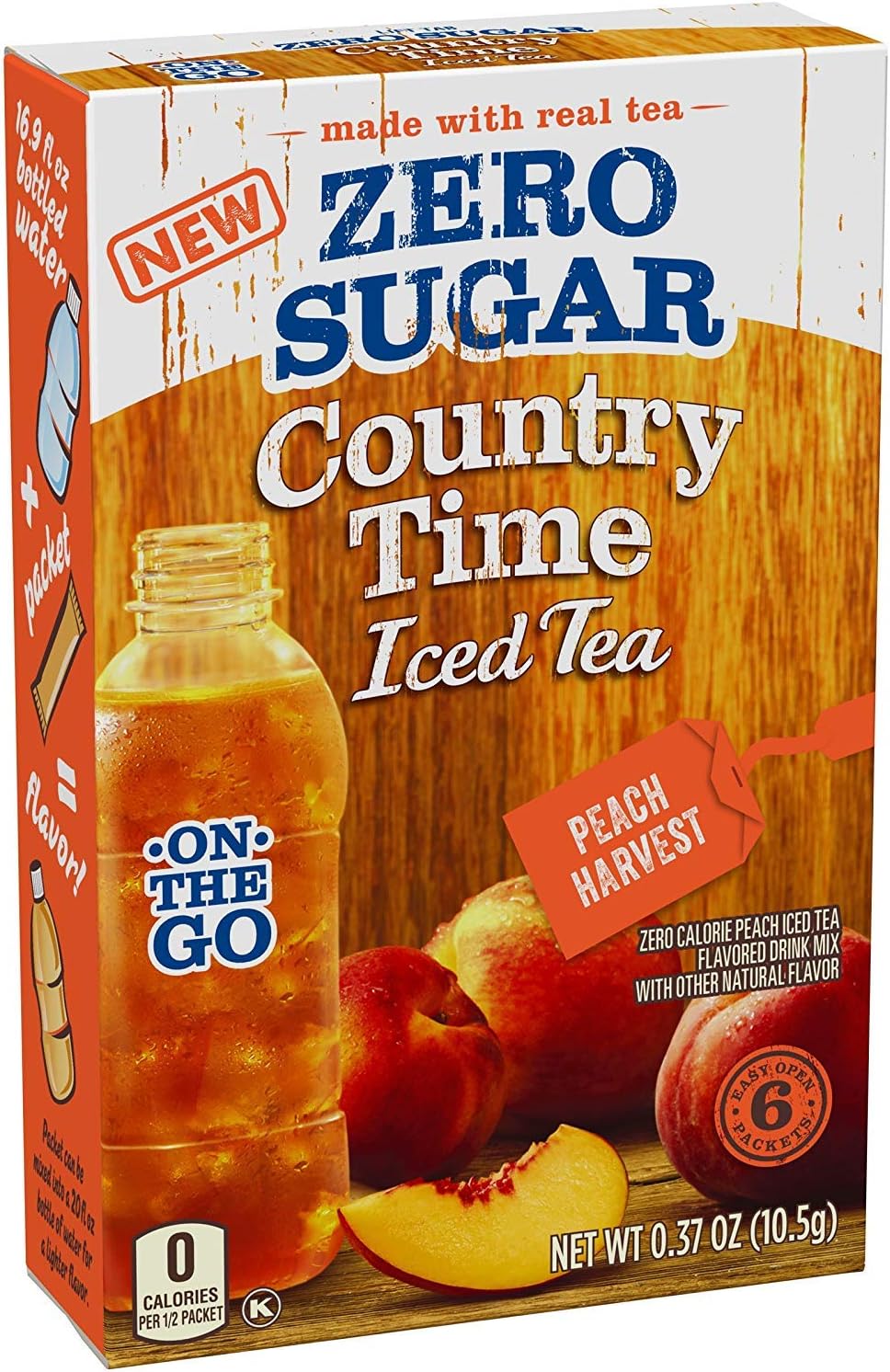 Country Time Zero Sugar Peach Harvest Iced Tea 6 Sachet Drink Mix 10.5g ...