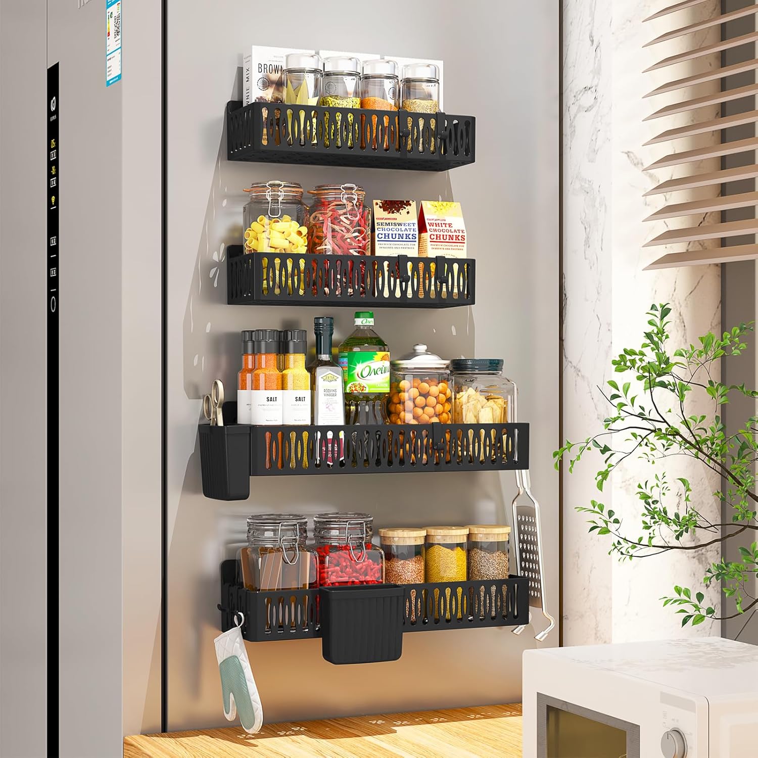 Amazon.com: Sevenblue Magnetic Spice Rack for Refrigerator, Magnetic ...