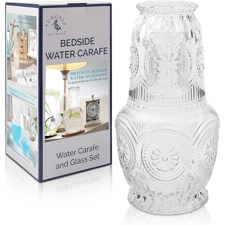 Amazon.com: Lefonte Crystal Bedside Night Carafe Pitcher and Water ...