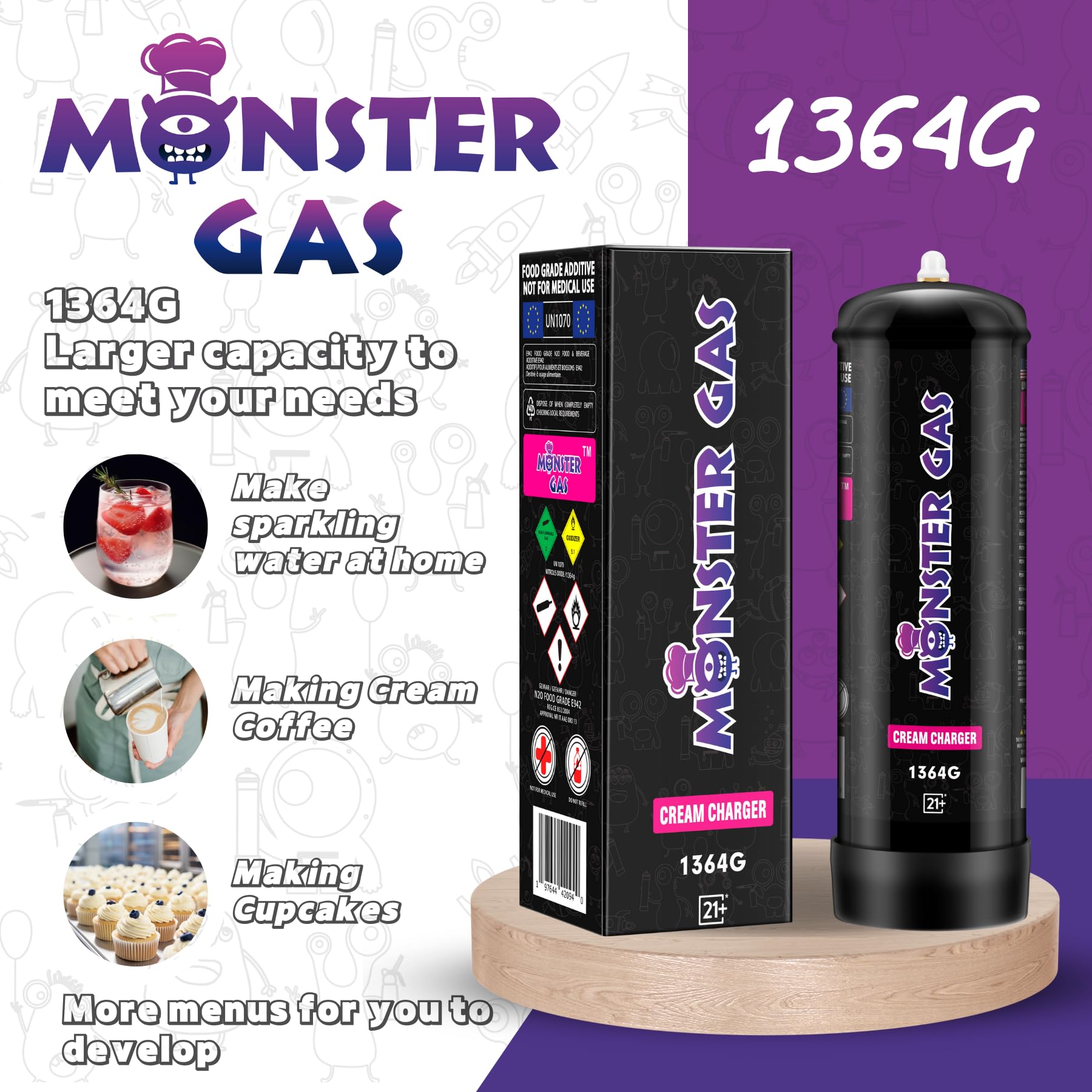 Whip Cream Dispenser Nitrous Oxide Tank Whipped Cream Charger 1364G 2 ...