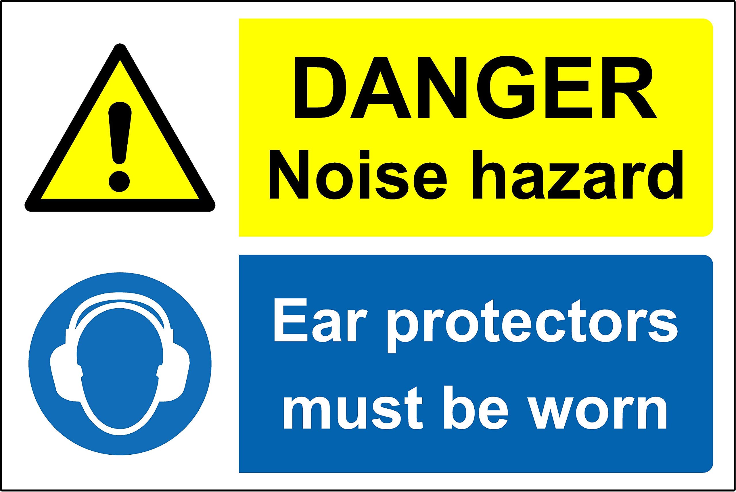 Noise hazard ear protectors must be worn Safety sign - Self adhesive ...