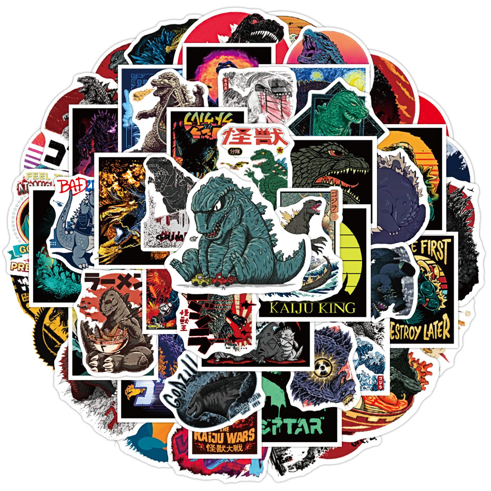 50 Pcs Stickers Waterproof Godzilla Stickers Aesthetic Vinyl Stickers ...