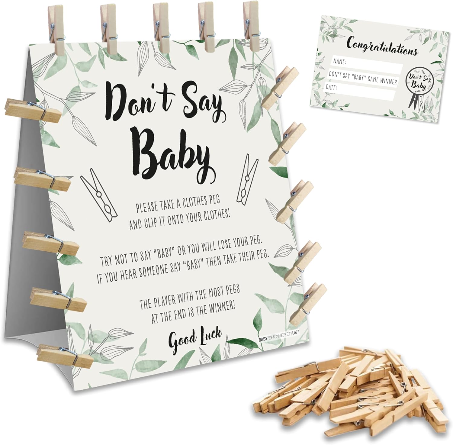 Baby Shower Games – DON’T SAY BABY – 20 Players | Clothes Peg Baby ...