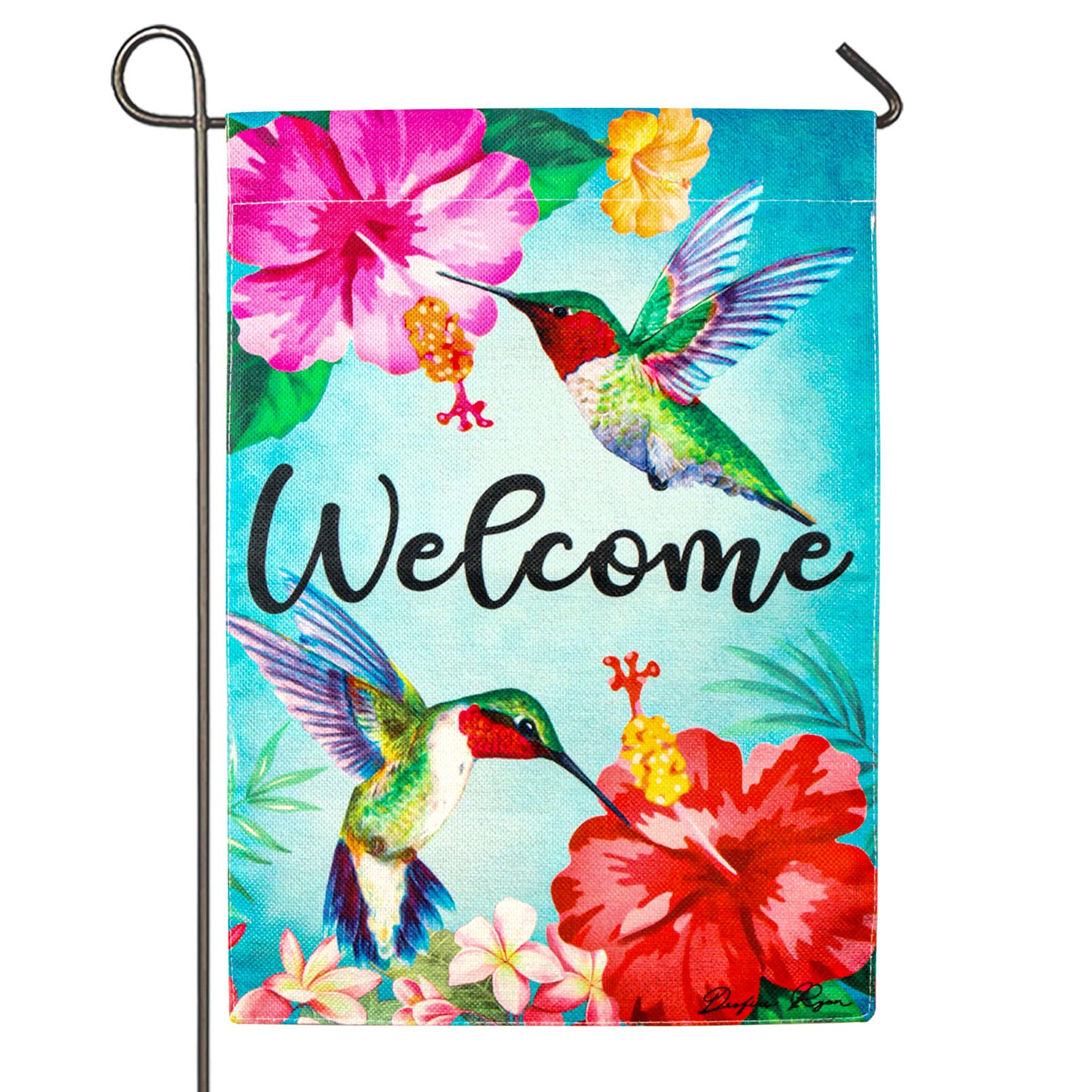 Amazon.com : Garden Flag Hummingbirds with Hibiscus Summer Tropical ...
