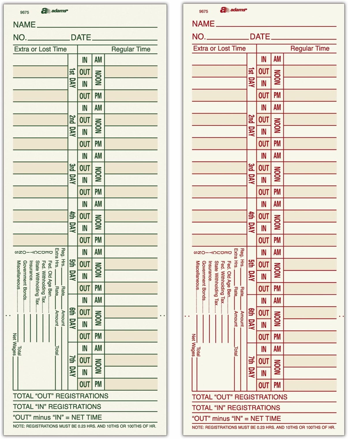 Amazon.com : 400 Weekly Time Cards for Amano, Acroprint, Compumatic ...