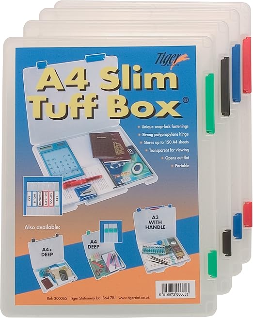 Tiger 300065 A4 Slim Tuff Box, White : Amazon.co.uk: Stationery ...